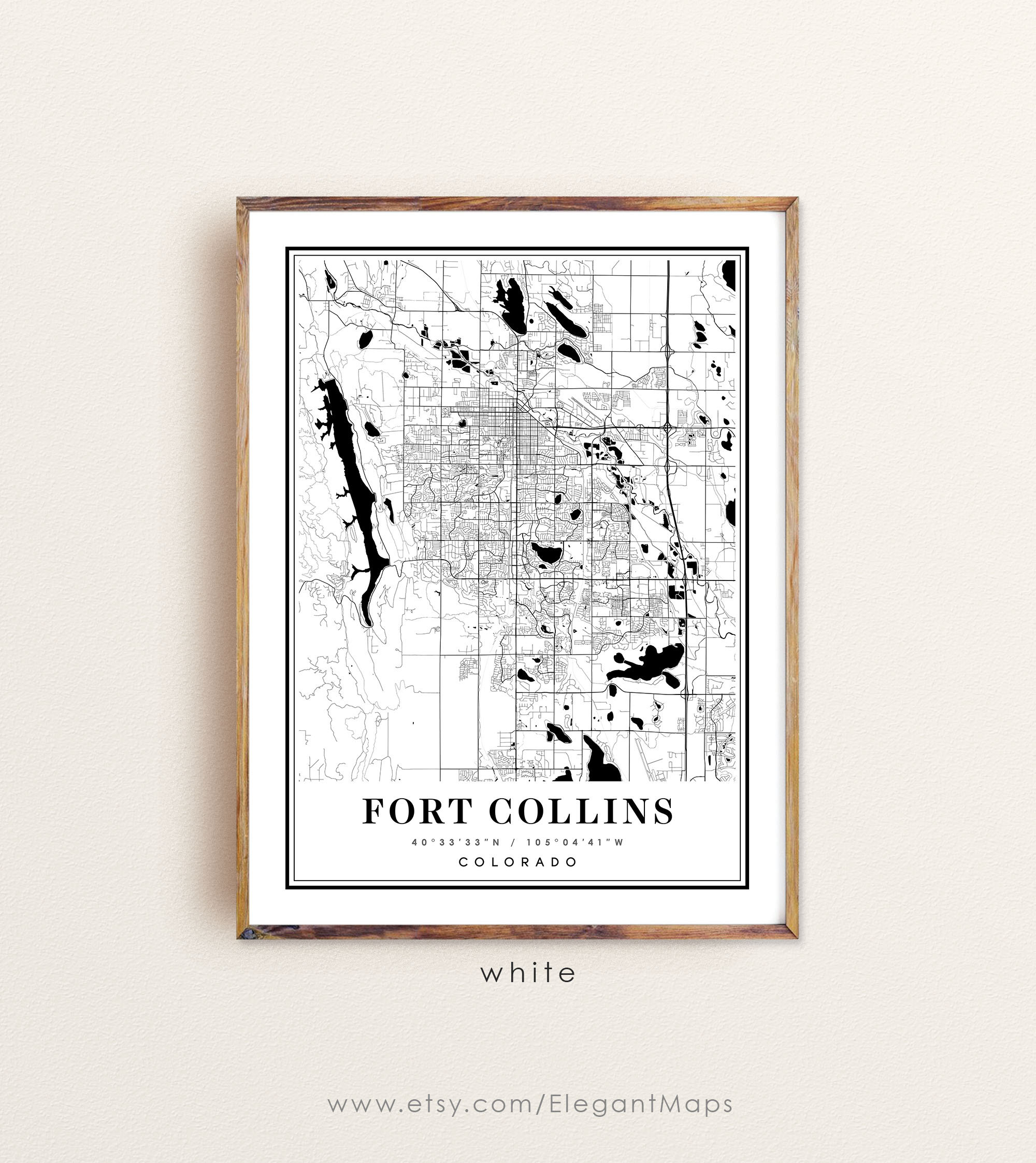 Fort Collins Colorado Map Fort Collins CO Map Fort Collins | Etsy