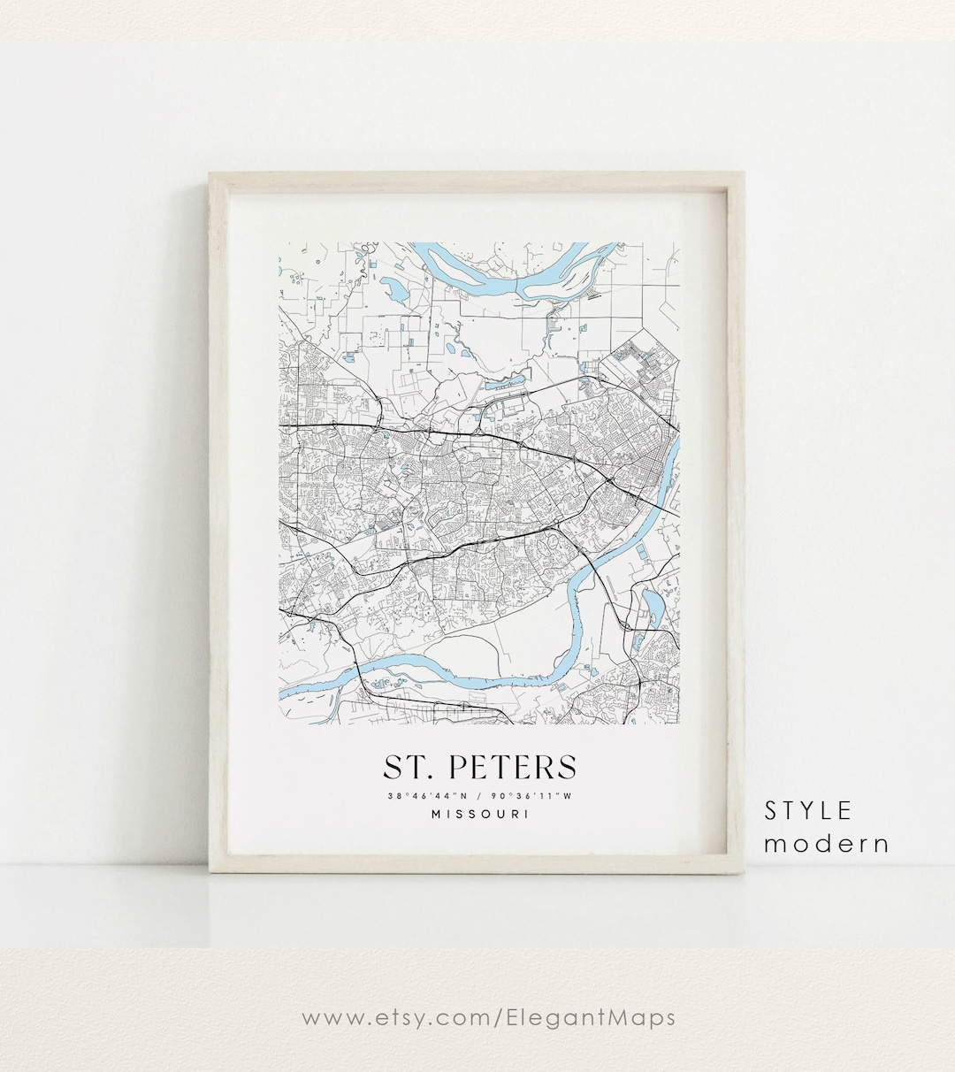 St. Peters Missouri Map St. Peters MO Map St. Peters City - Etsy
