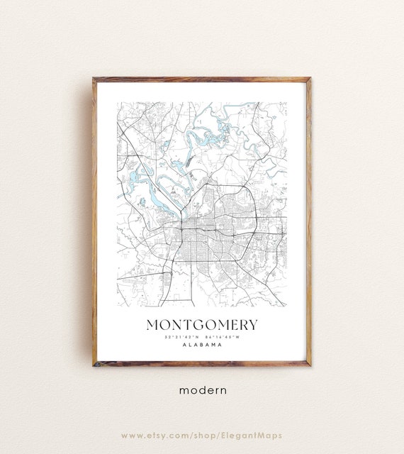Montgomery Alabama Map Montgomery AL Map Montgomery City - Etsy