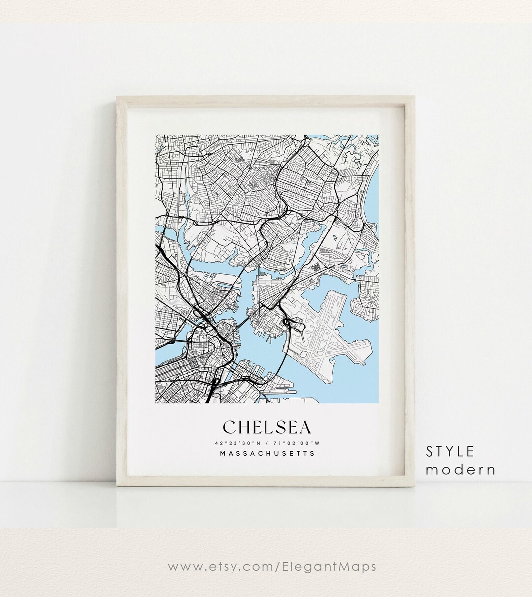 Chelsea Massachusetts Map Chelsea MA Map Chelsea City Print - Etsy