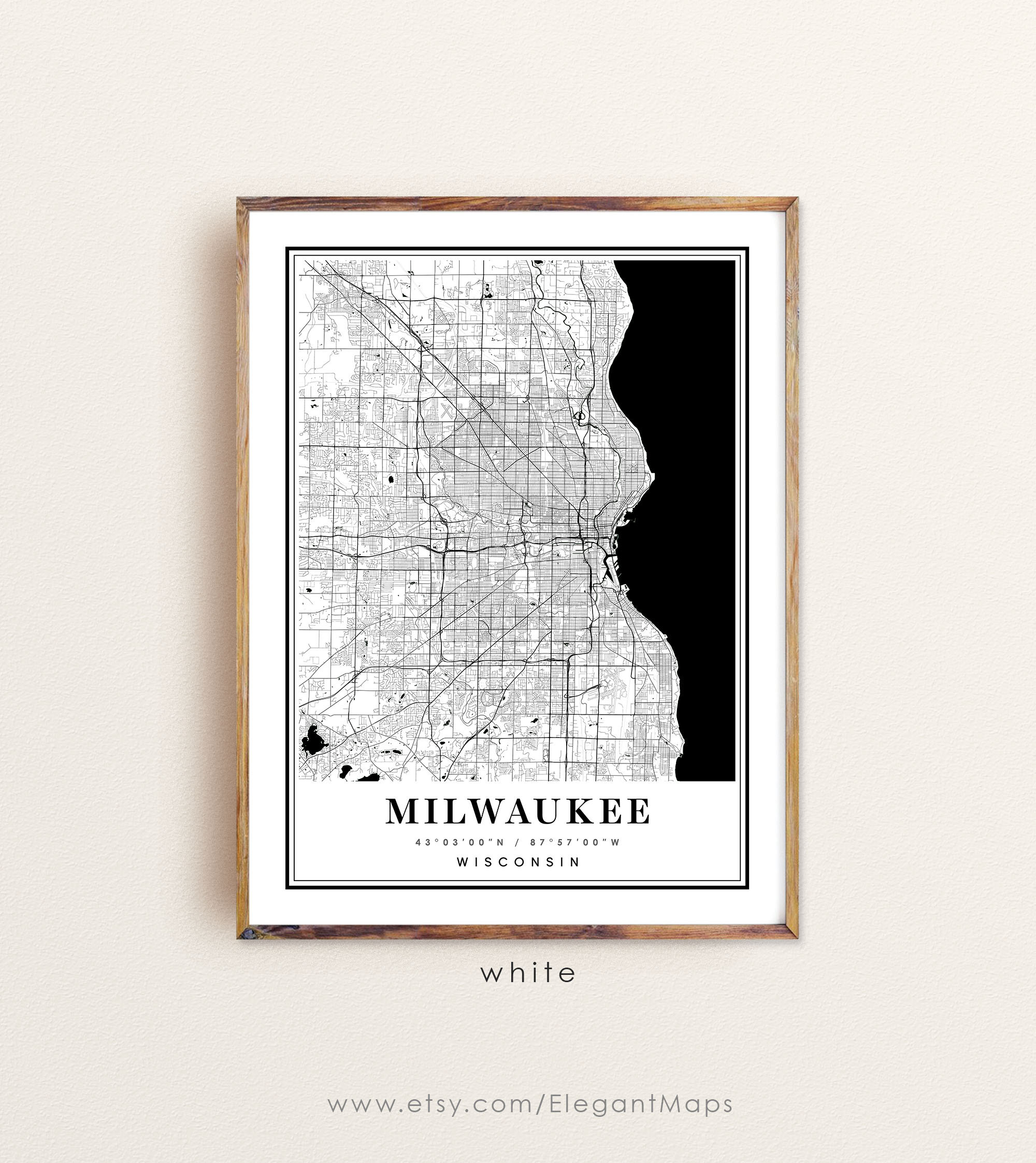 Milwaukee Wisconsin Map Milwaukee WI Map Milwaukee City Map - Etsy