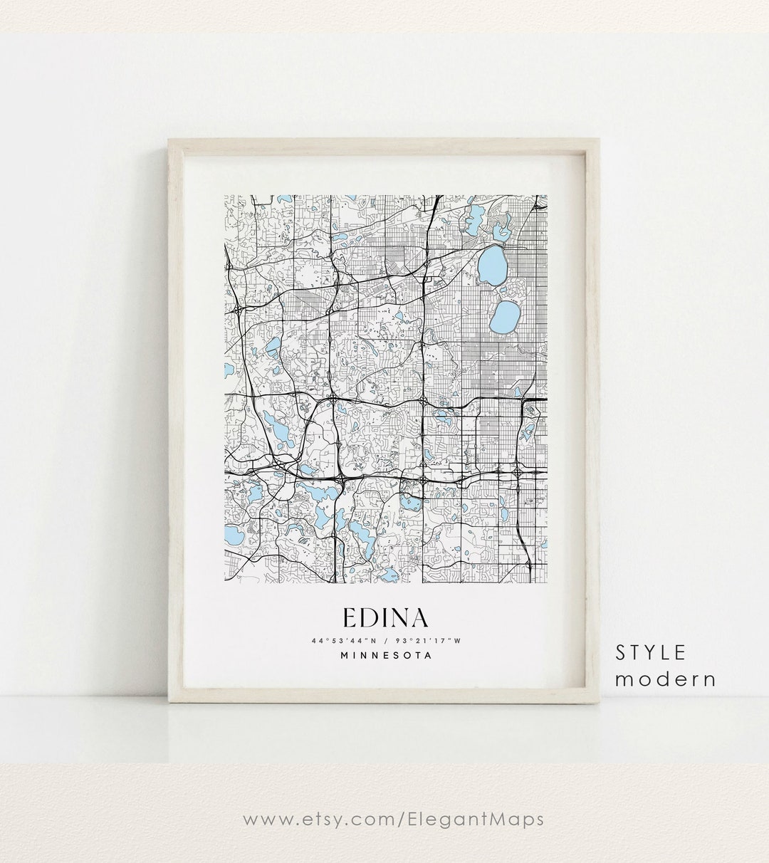 Edina Minnesota Map, Edina MN Map, Edina City Print, Edina Poster ...