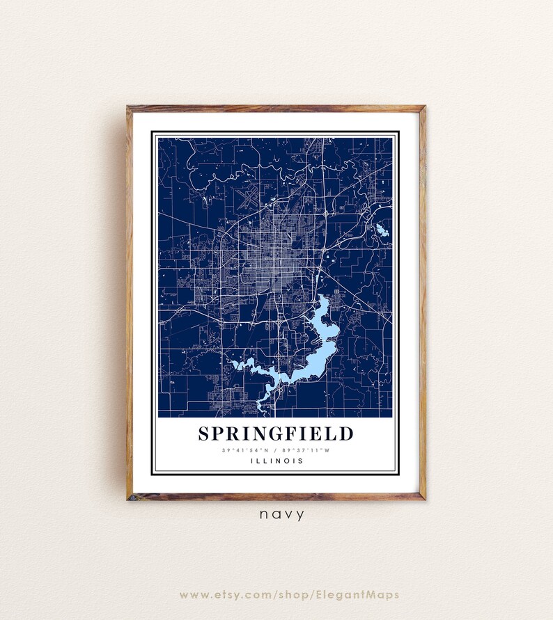 Springfield Illinois Map Springfield IL Map Springfield City | Etsy
