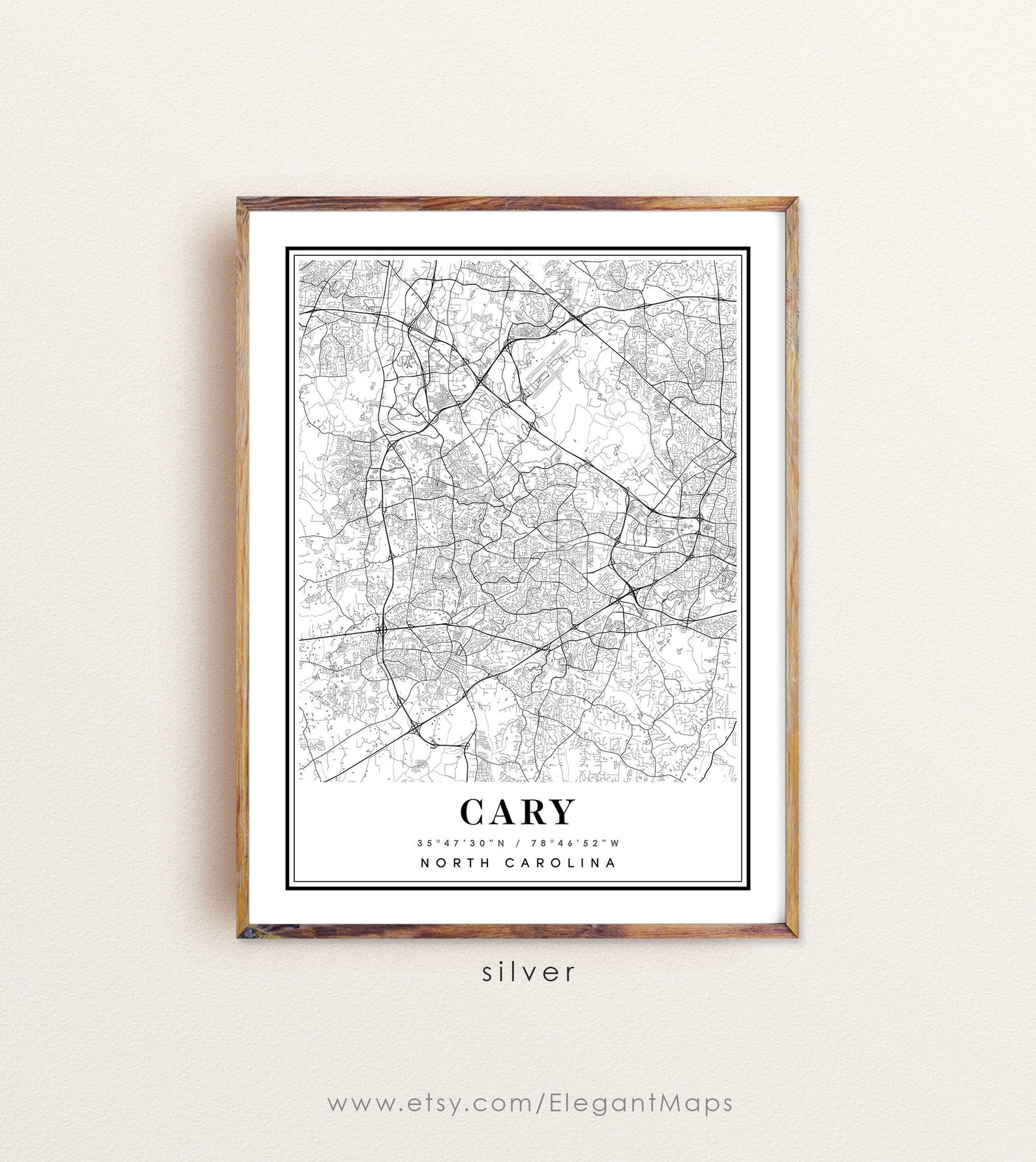 Cary North Carolina Map Cary NC Map Cary City Map Cary - Etsy