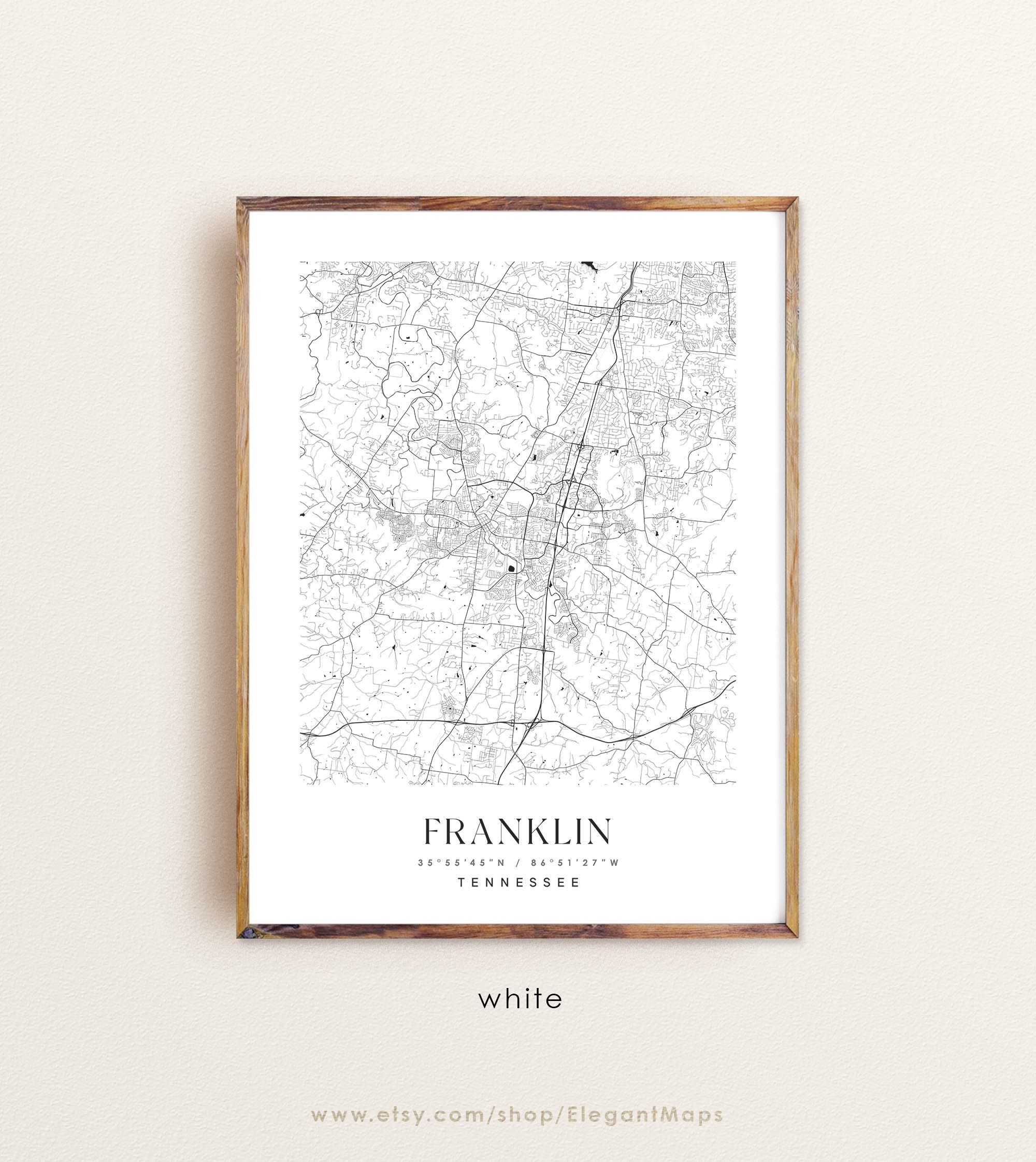 Franklin Tennessee Map Franklin TN Map Franklin City Print - Etsy