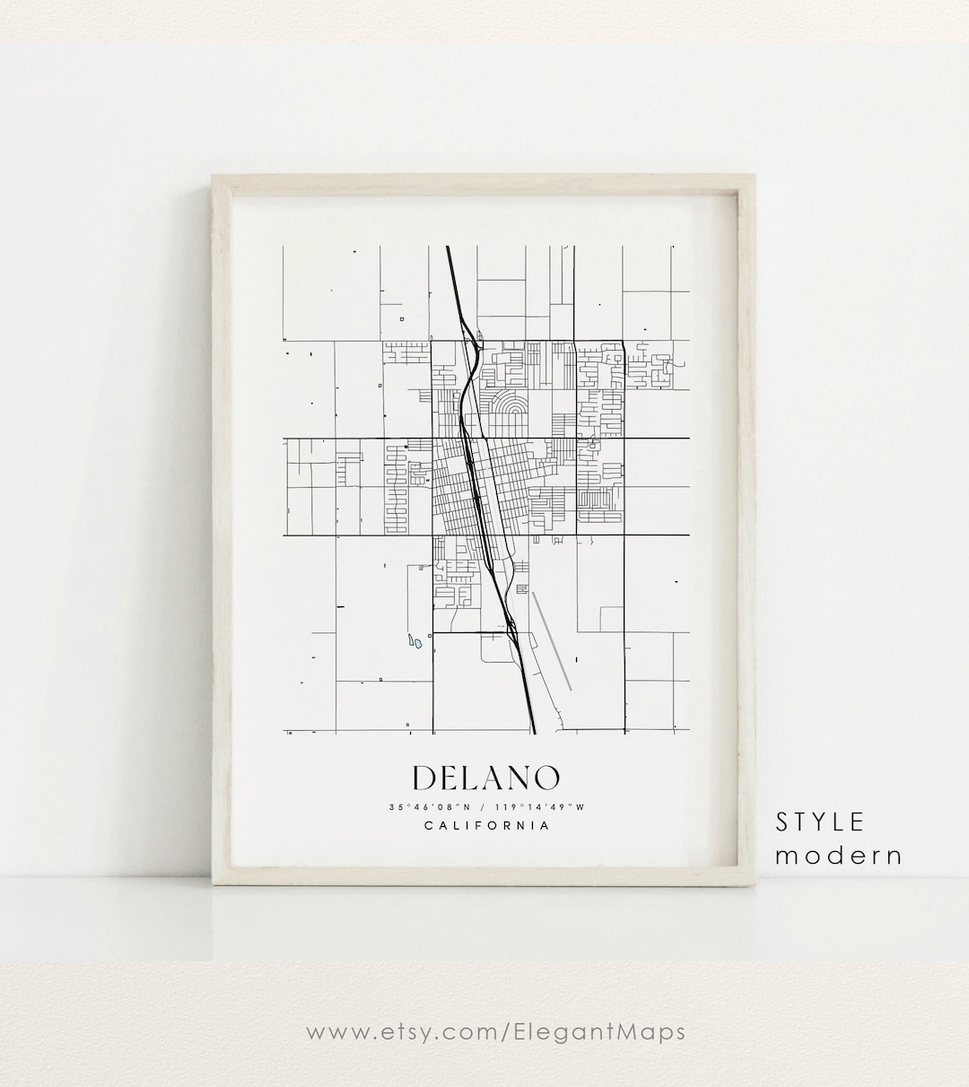 Delano California Map, Delano CA Map, Delano City Print, Delano Poster ...