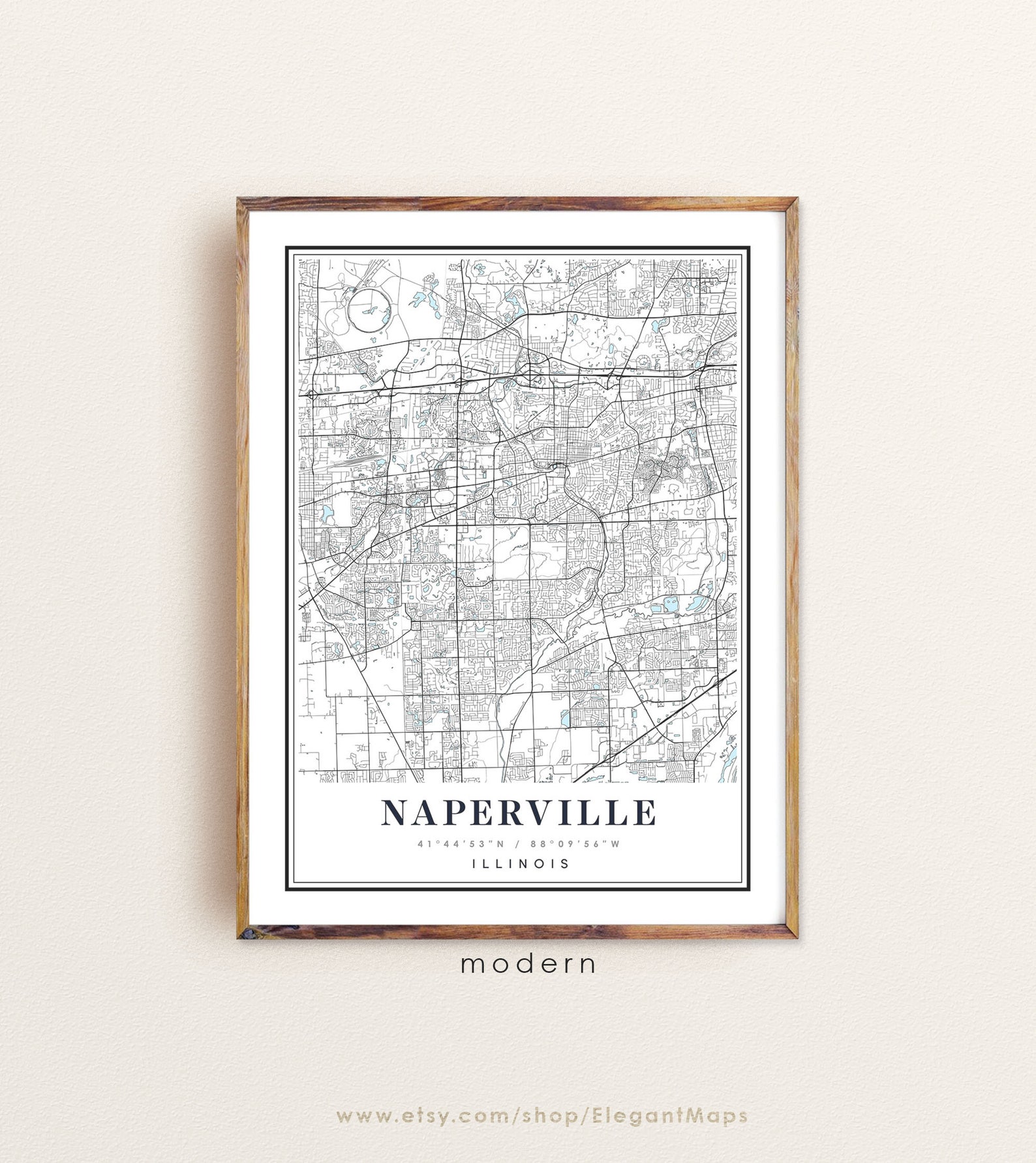 Naperville Illinois map Naperville IL map Naperville city | Etsy