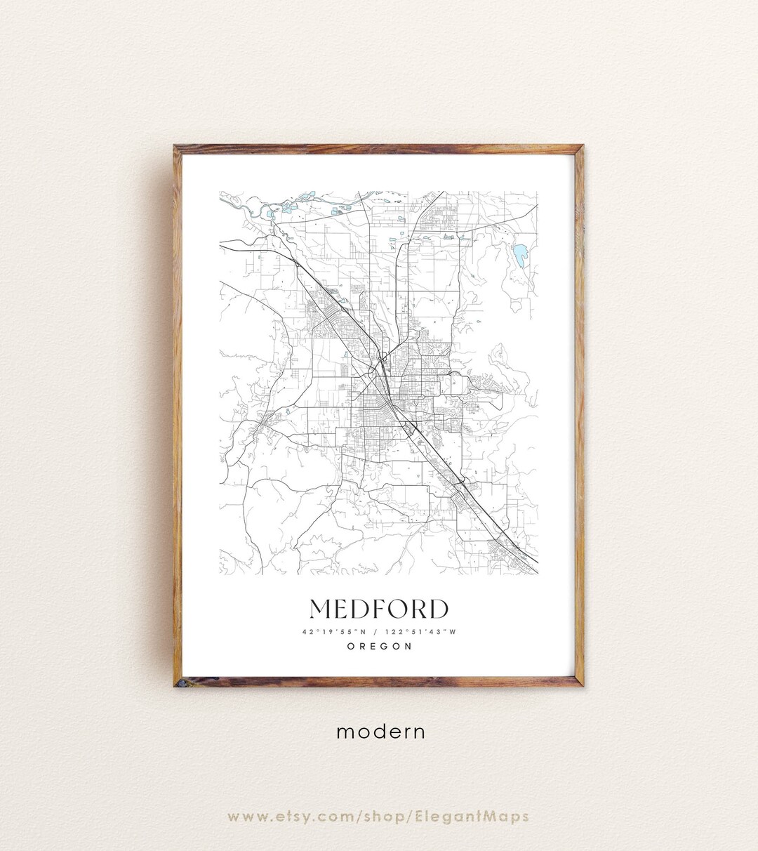 Medford Oregon Map, Medford OR Map, Medford City Print, Medford Poster ...