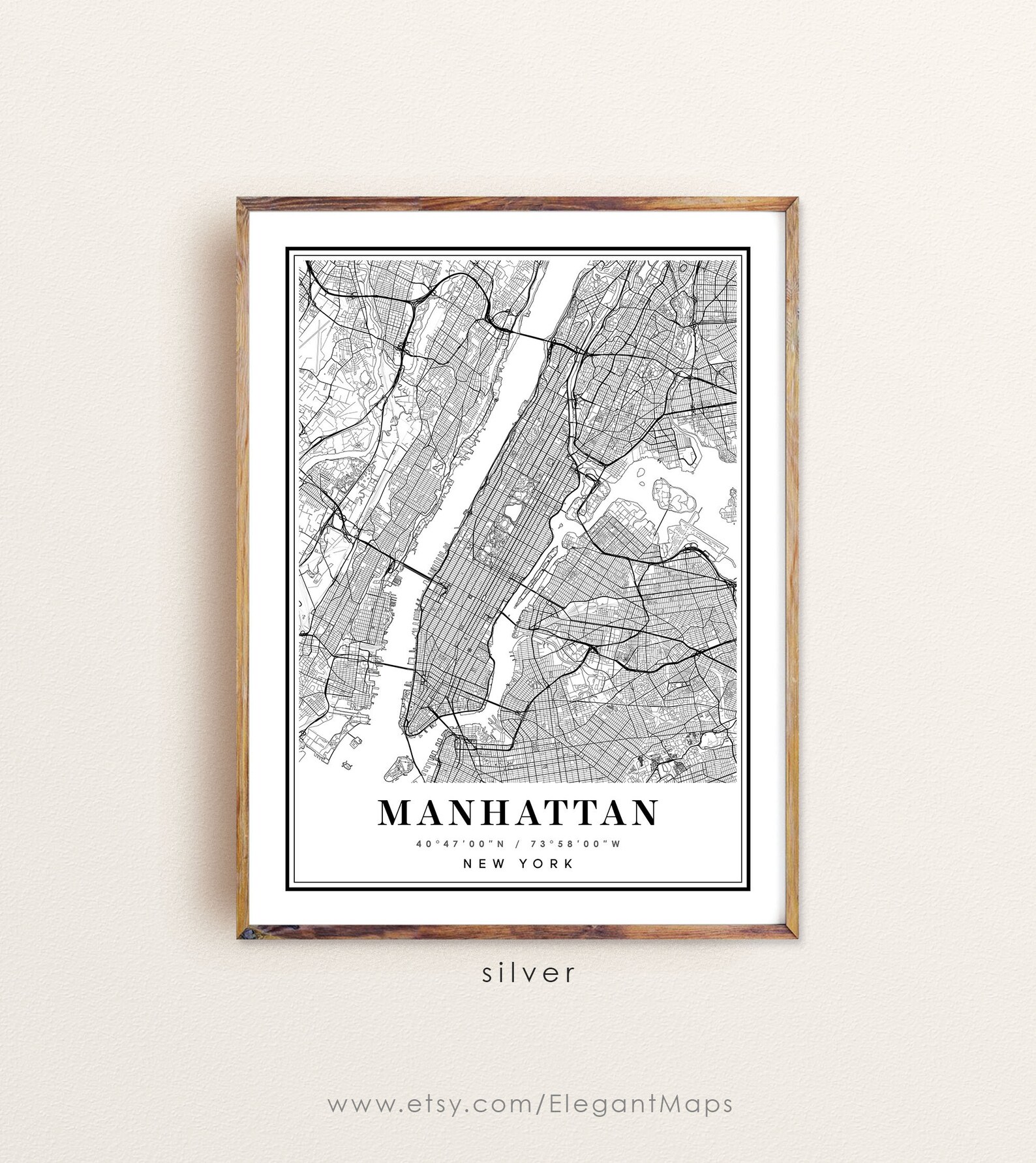 Manhattan New York Map Manhattan NY Map Manhattan City Map - Etsy