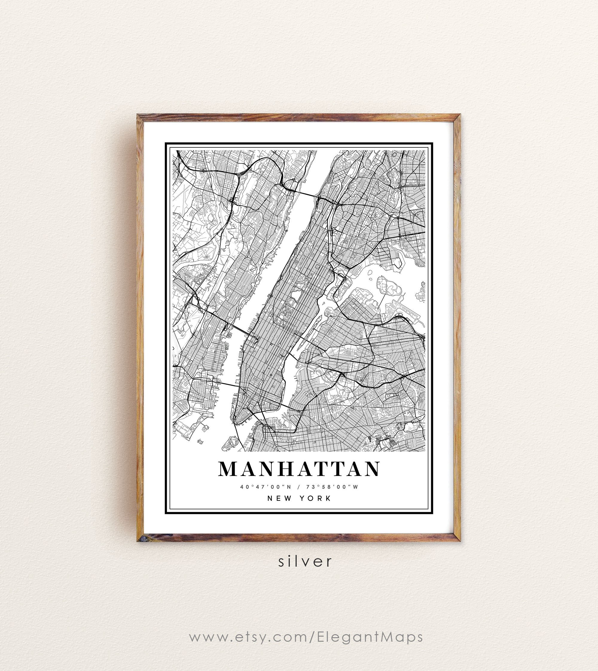 Manhattan New York Map Manhattan NY Map Manhattan City Map - Etsy