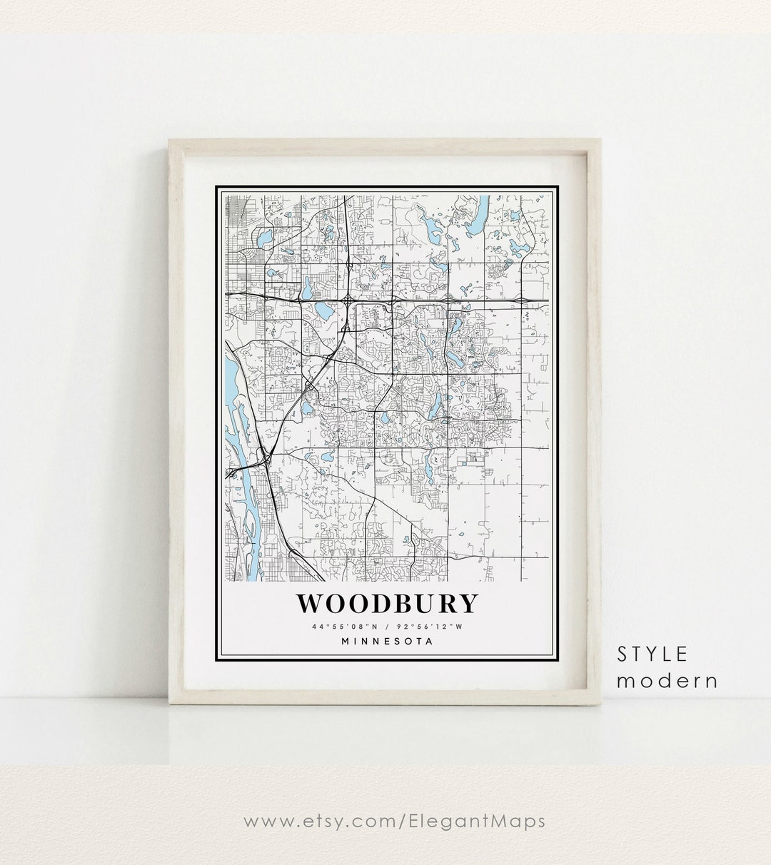 Mapa de Woodbury Minnesota mapa de Woodbury MN mapa de la - Etsy España