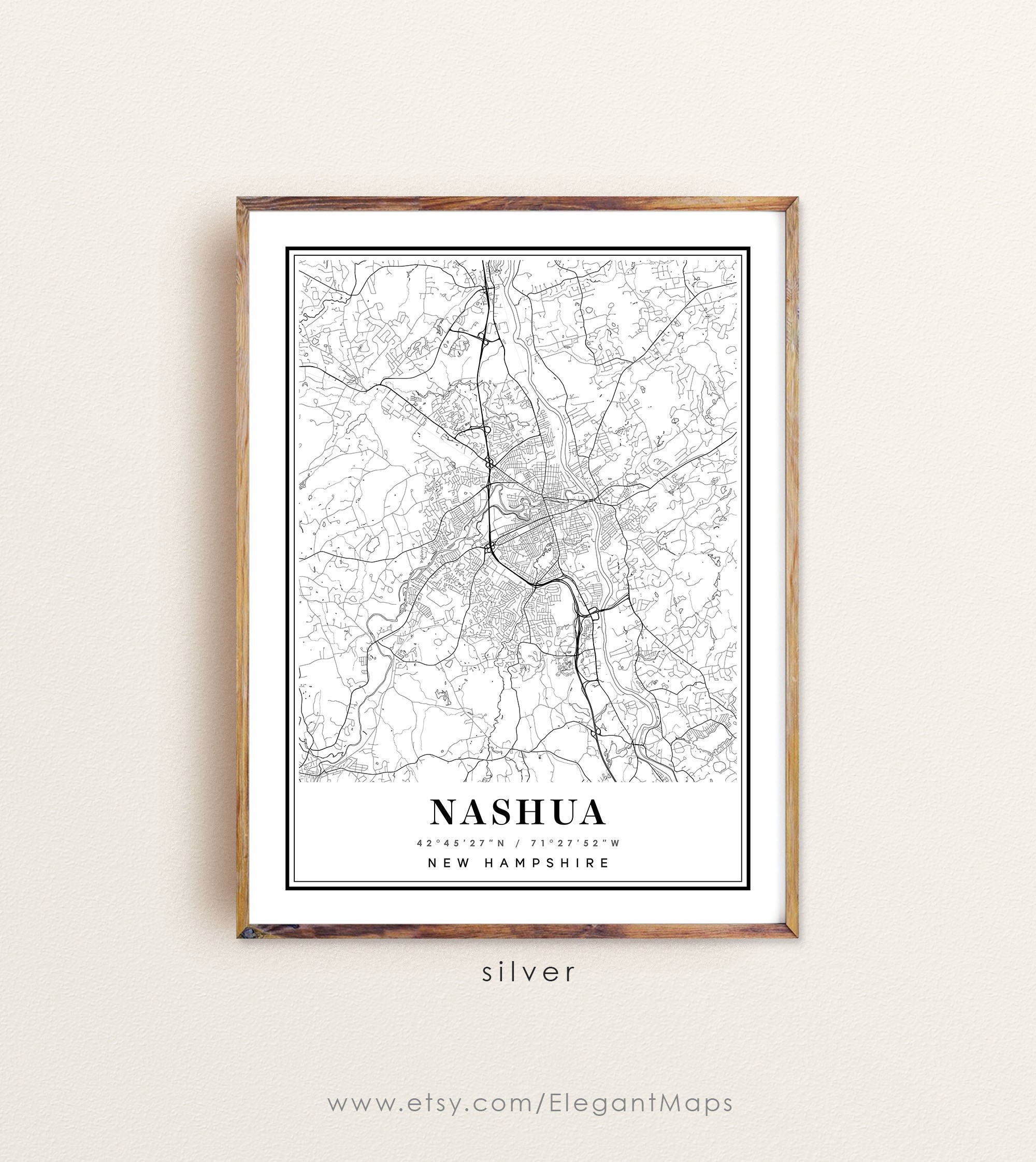 Nashua New Hampshire Map Nashua NH Map Nashua City Map | Etsy