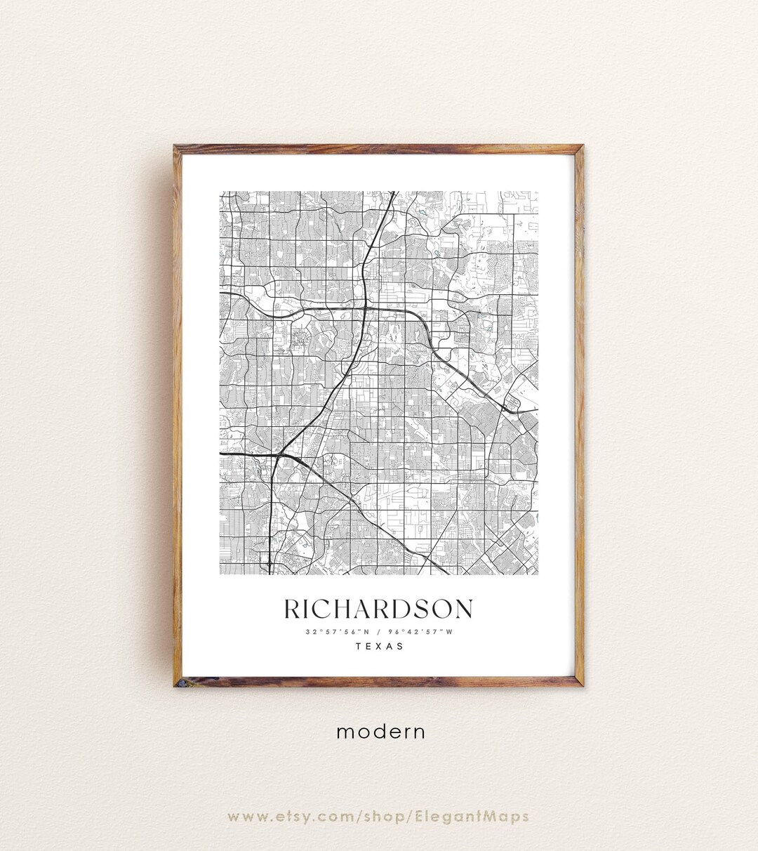 Richardson Texas Map Print: Custom City Art, TX Poster - Etsy