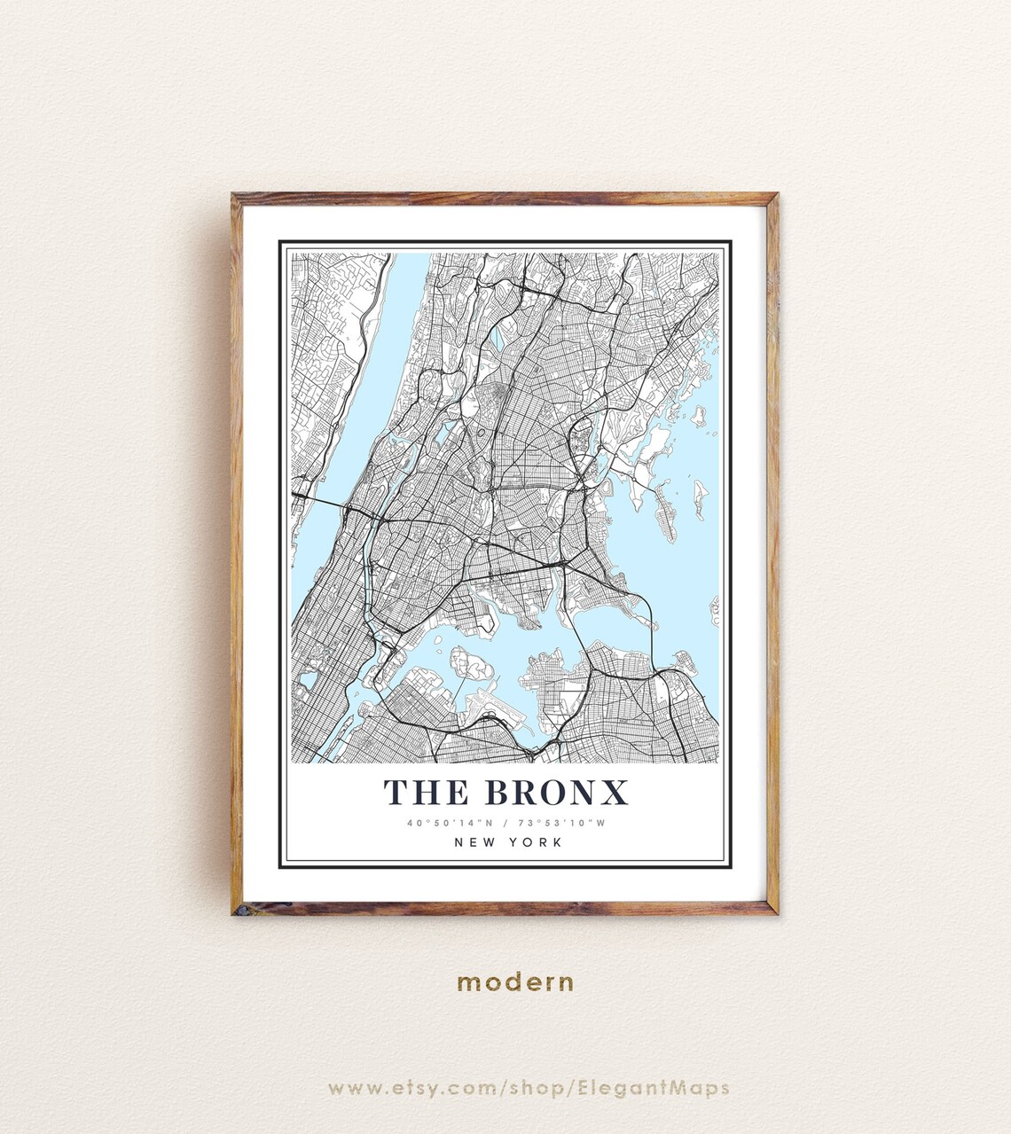 The Bronx New York map The Bronx NY map The Bronx city map | Etsy