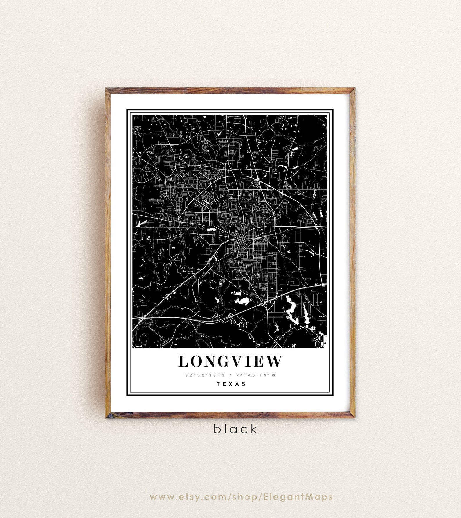 Longview Texas map Longview TX map Longview city map | Etsy