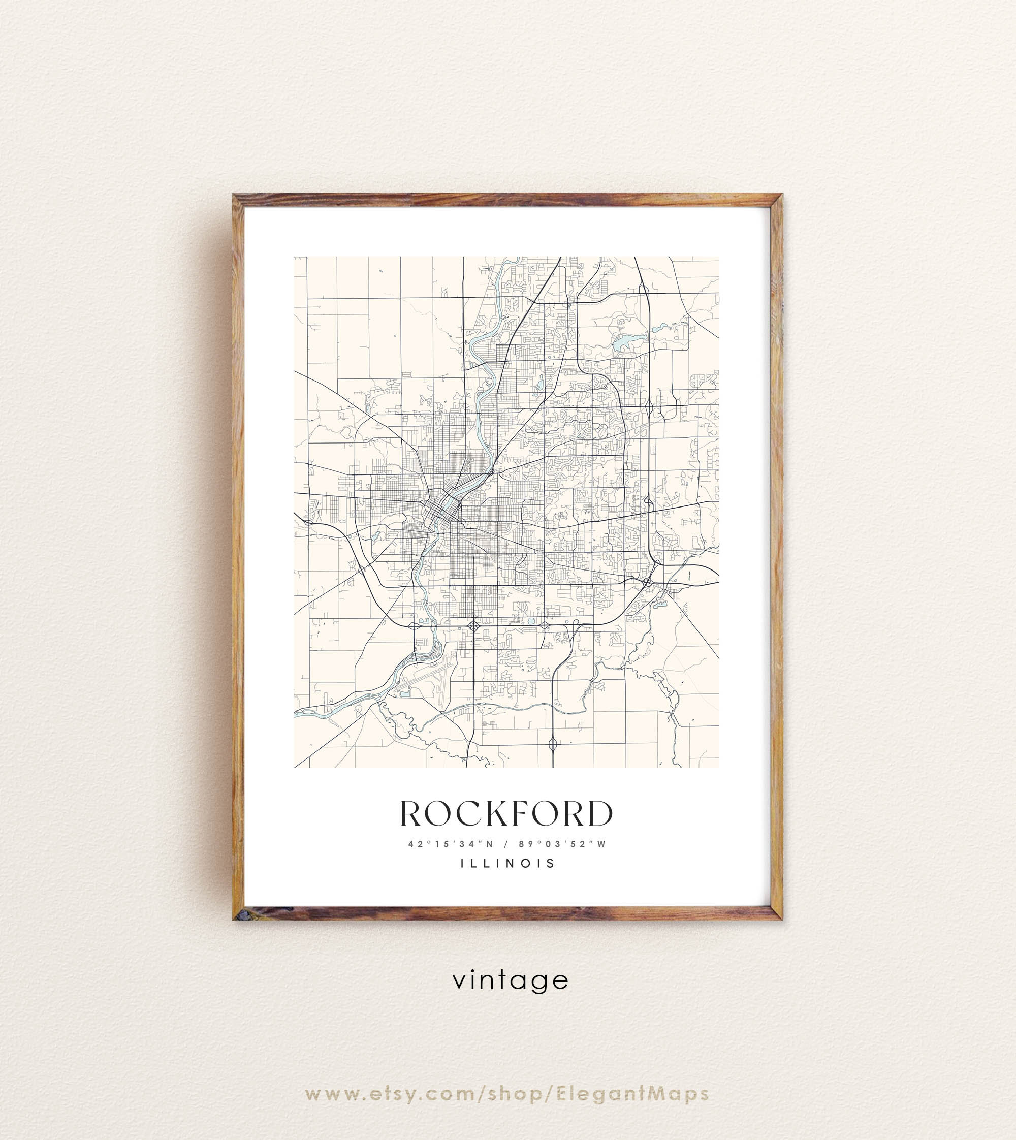 Rockford Illinois Map Art Print: Custom City Map Poster - Etsy