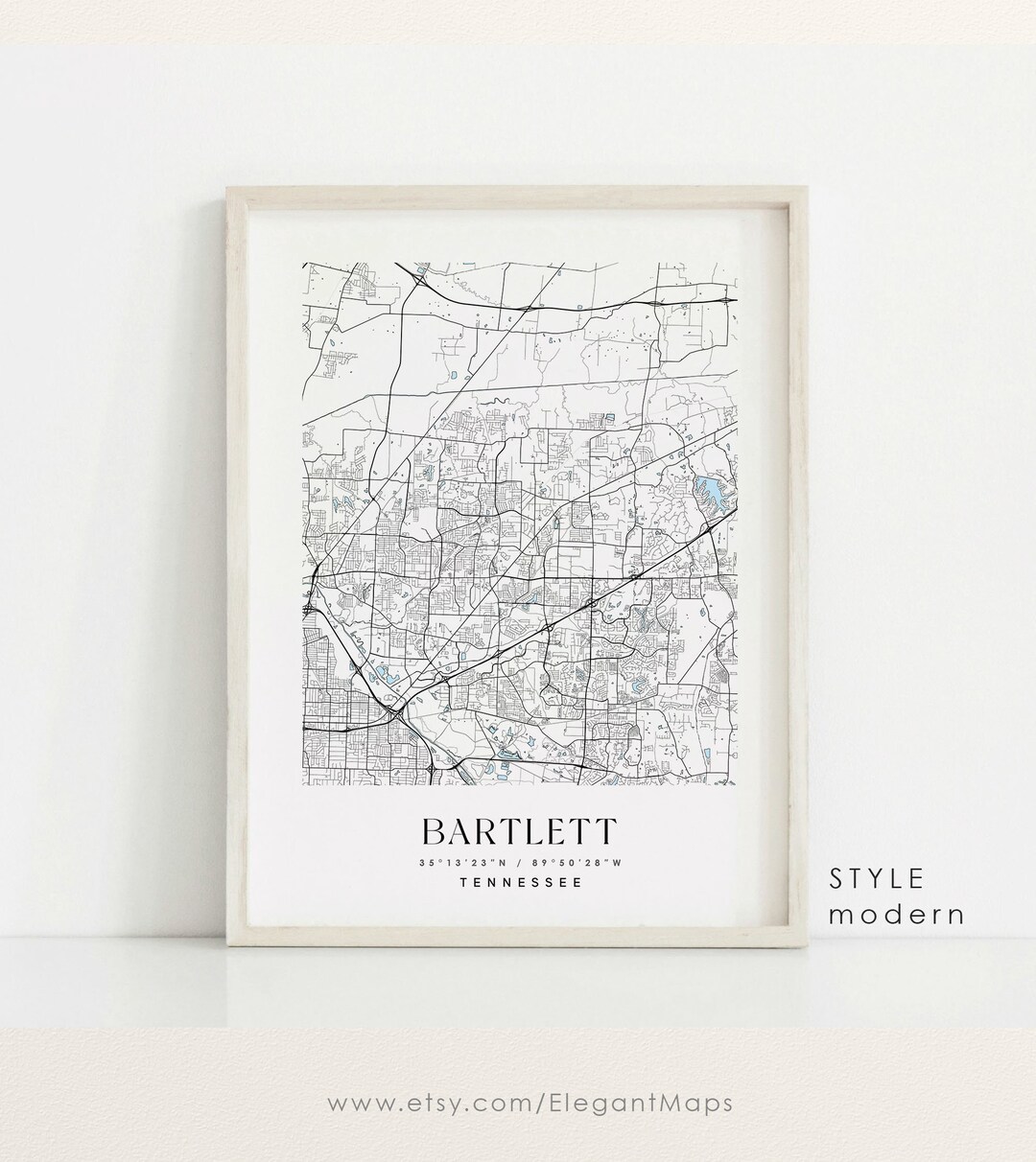 Bartlett Tennessee Map Bartlett Tn Map Bartlett City Print Etsy
