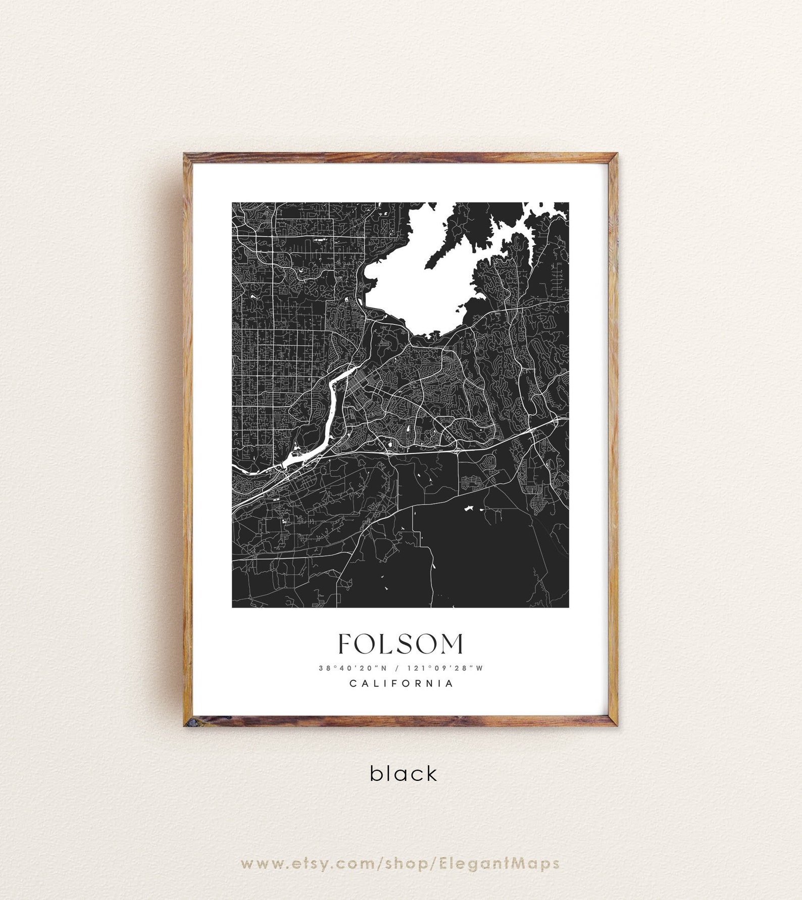Folsom California map Folsom CA map Folsom city print | Etsy