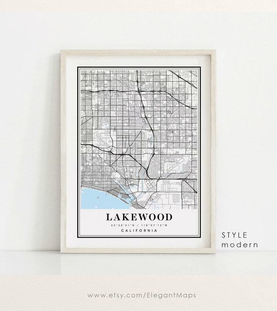 Lakewood California Map Lakewood CA Map Lakewood City Map | Etsy