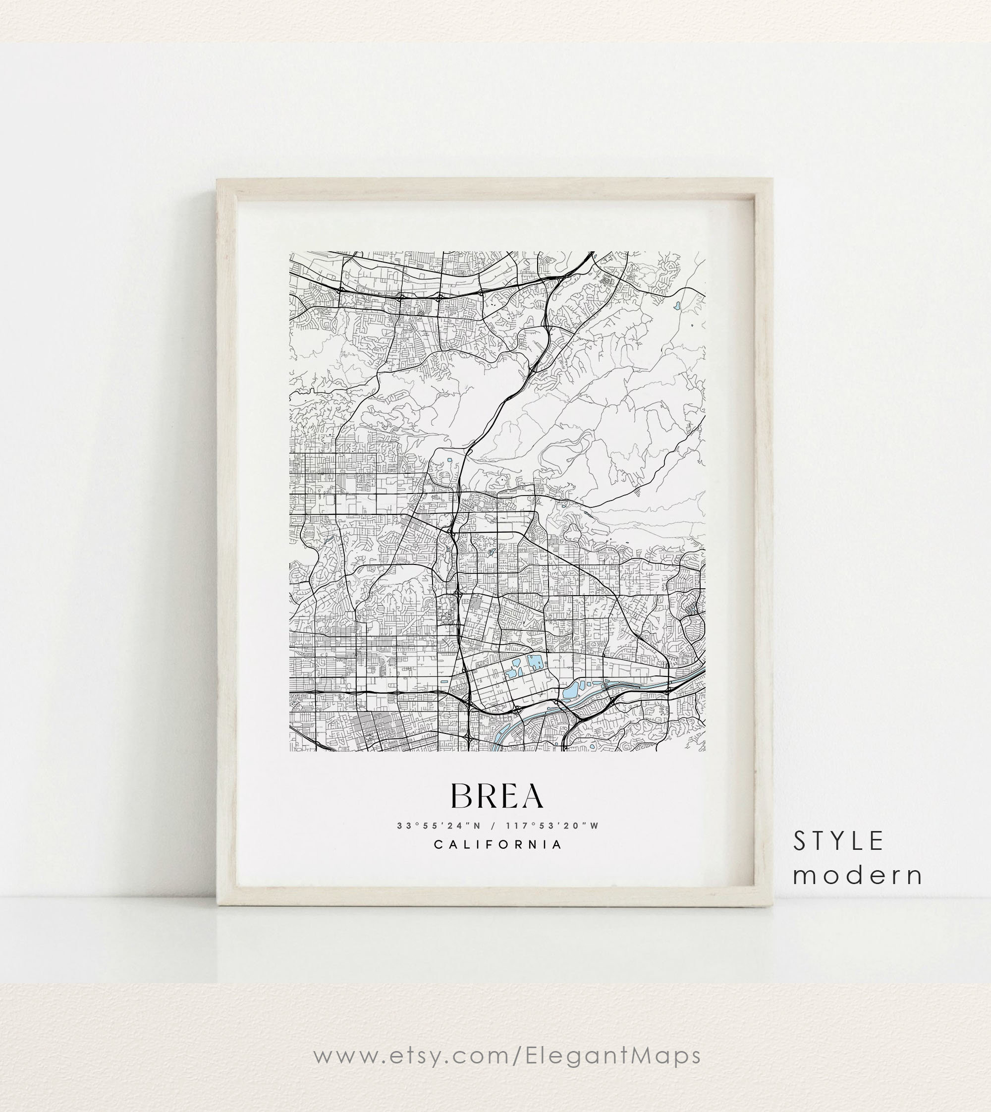 Brea California Map Brea CA Map Brea City Print Brea - Etsy