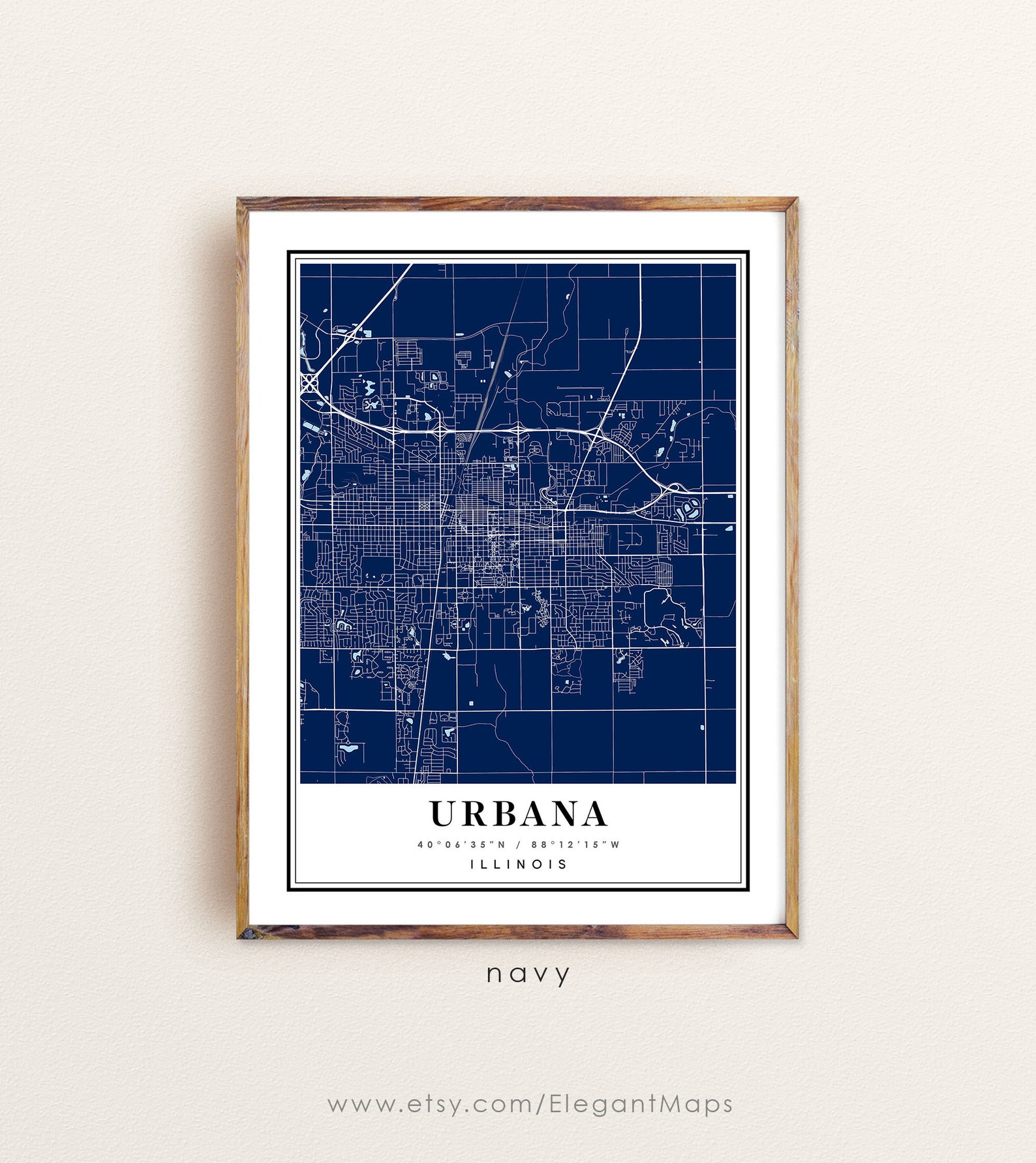 Urbana Illinois Map Urbana IL Map Urbana City Map Urbana - Etsy