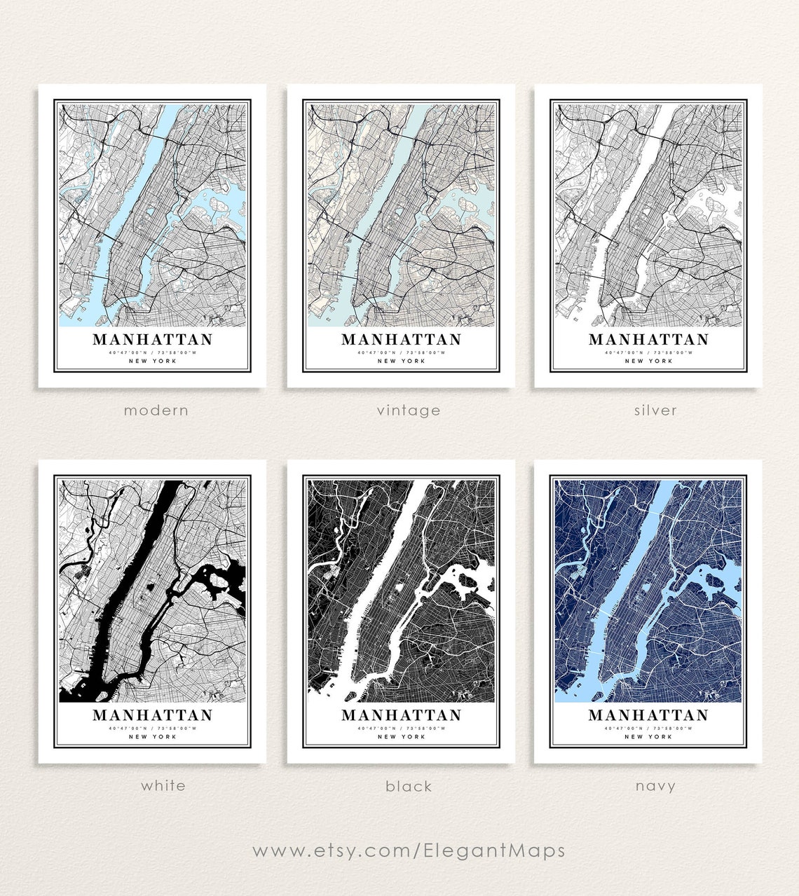 Manhattan New York Map Manhattan NY Map Manhattan City Map - Etsy