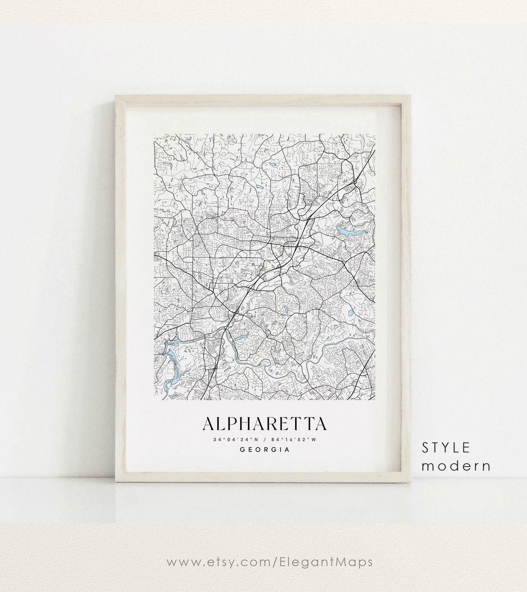 Alpharetta Georgia Map, Alpharetta GA Map, Alpharetta City Print ...