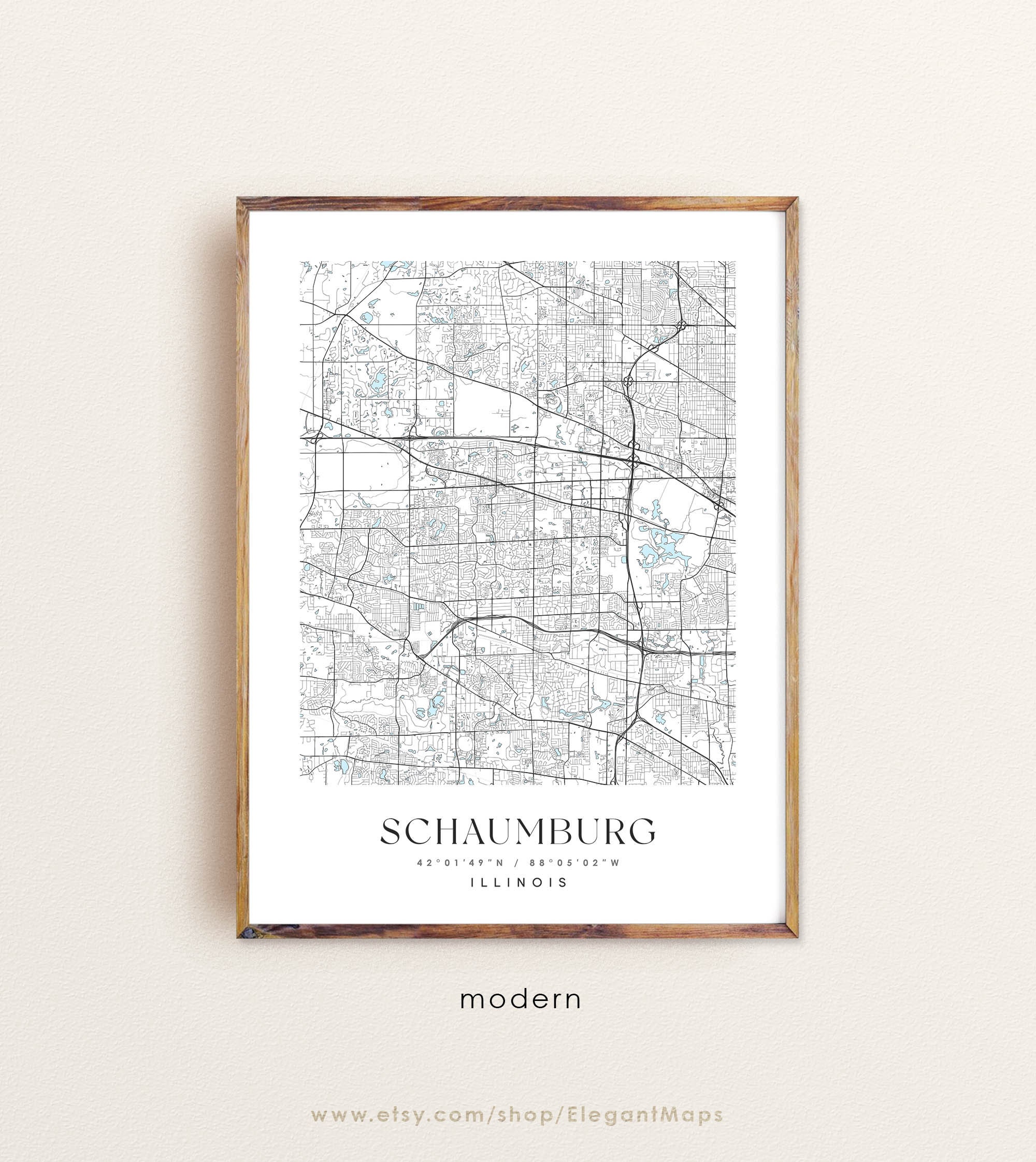 Schaumburg Illinois map Schaumburg IL map Schaumburg city | Etsy