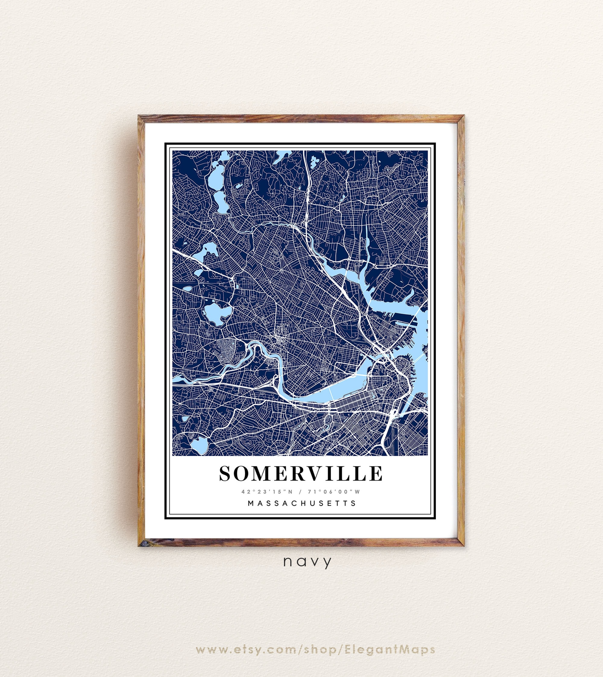 Somerville Massachusetts map Somerville MA map Somerville | Etsy
