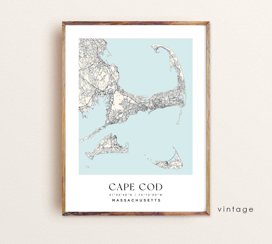 Cape Cod Map - Minimalist Cape Cod Map Print - Modern Black and White ...