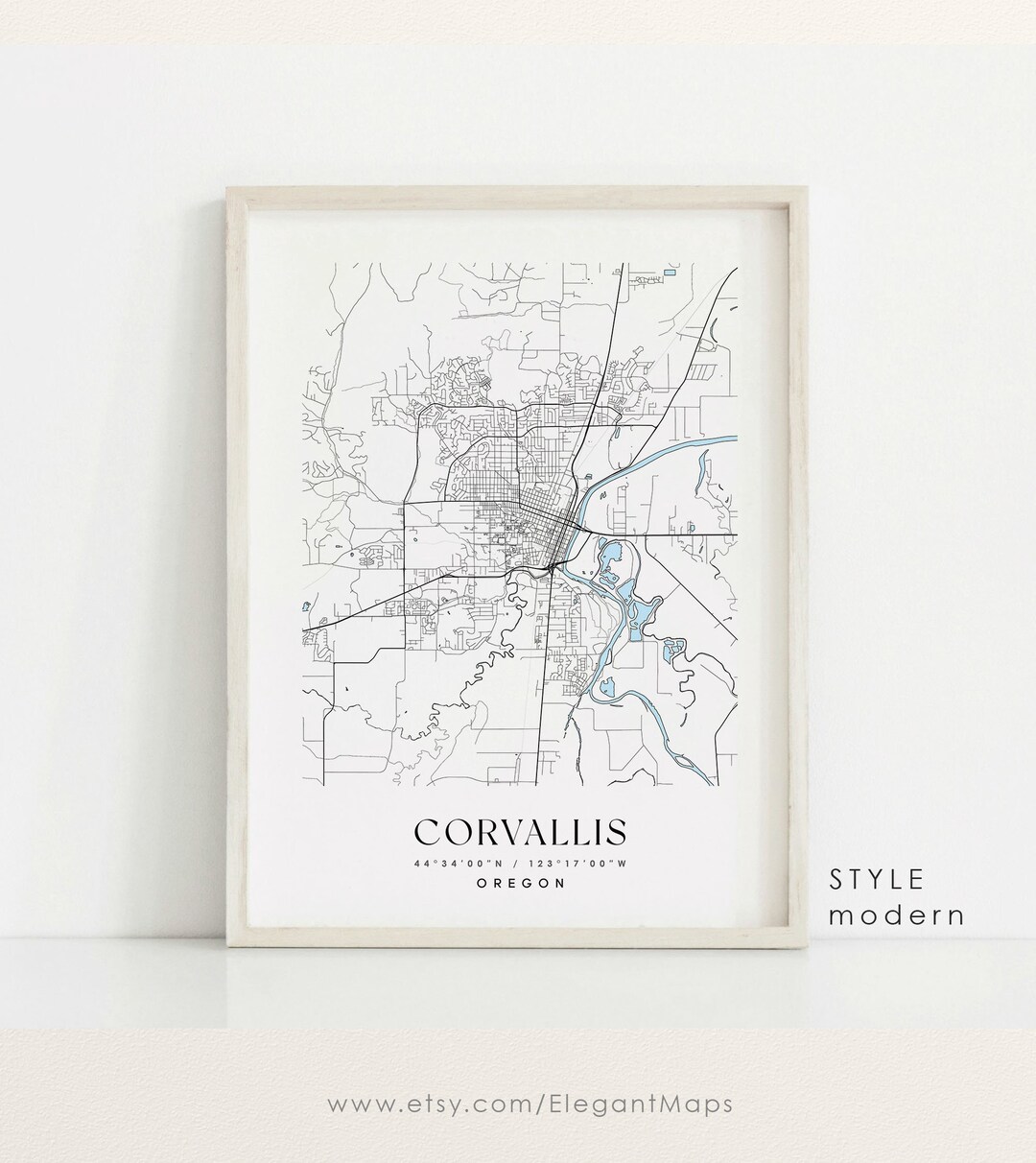Corvallis Oregon Map, Corvallis OR Map, Corvallis City Print, Corvallis ...