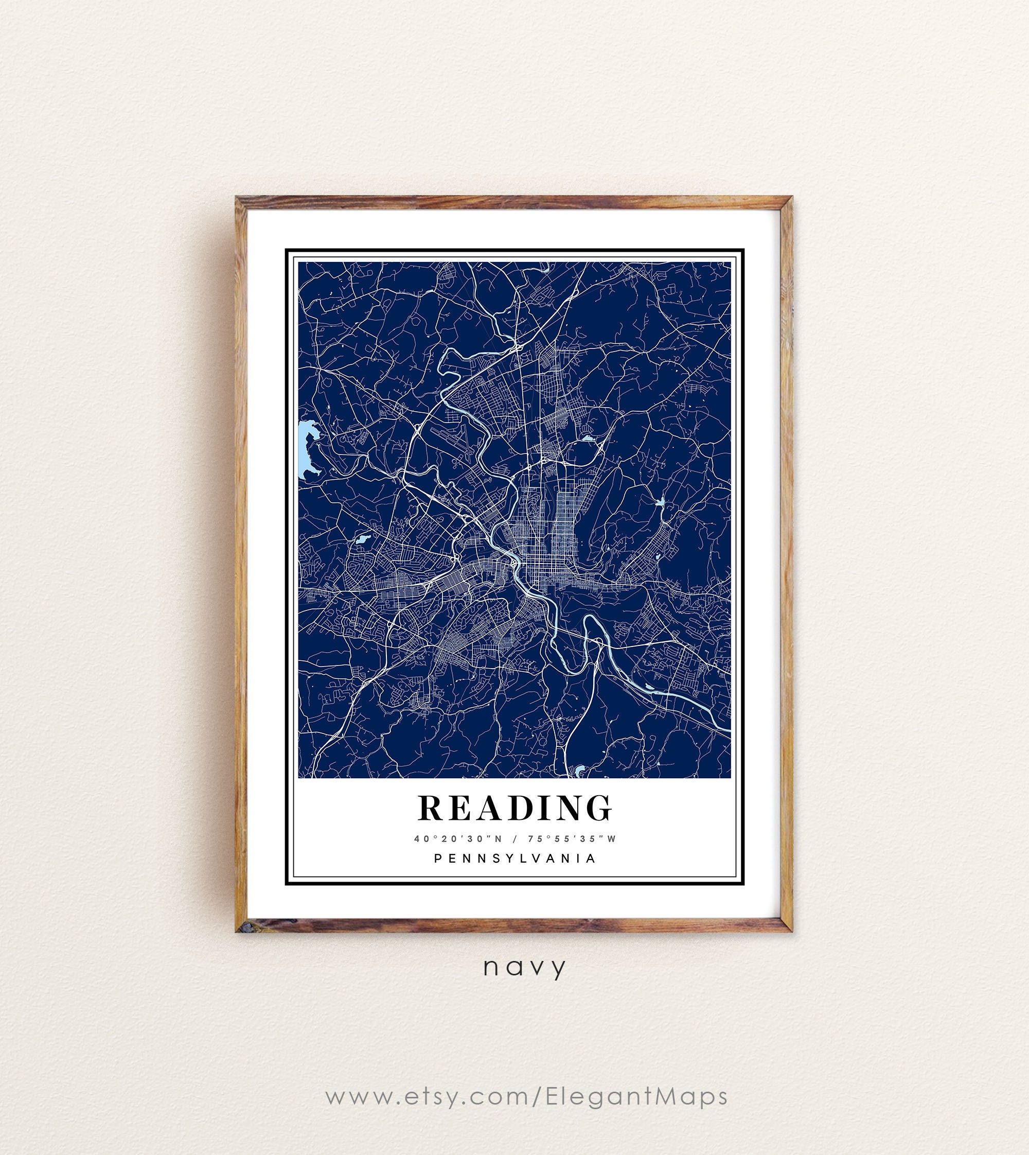 Reading Pennsylvania Map Reading PA Map Reading City Map | Etsy
