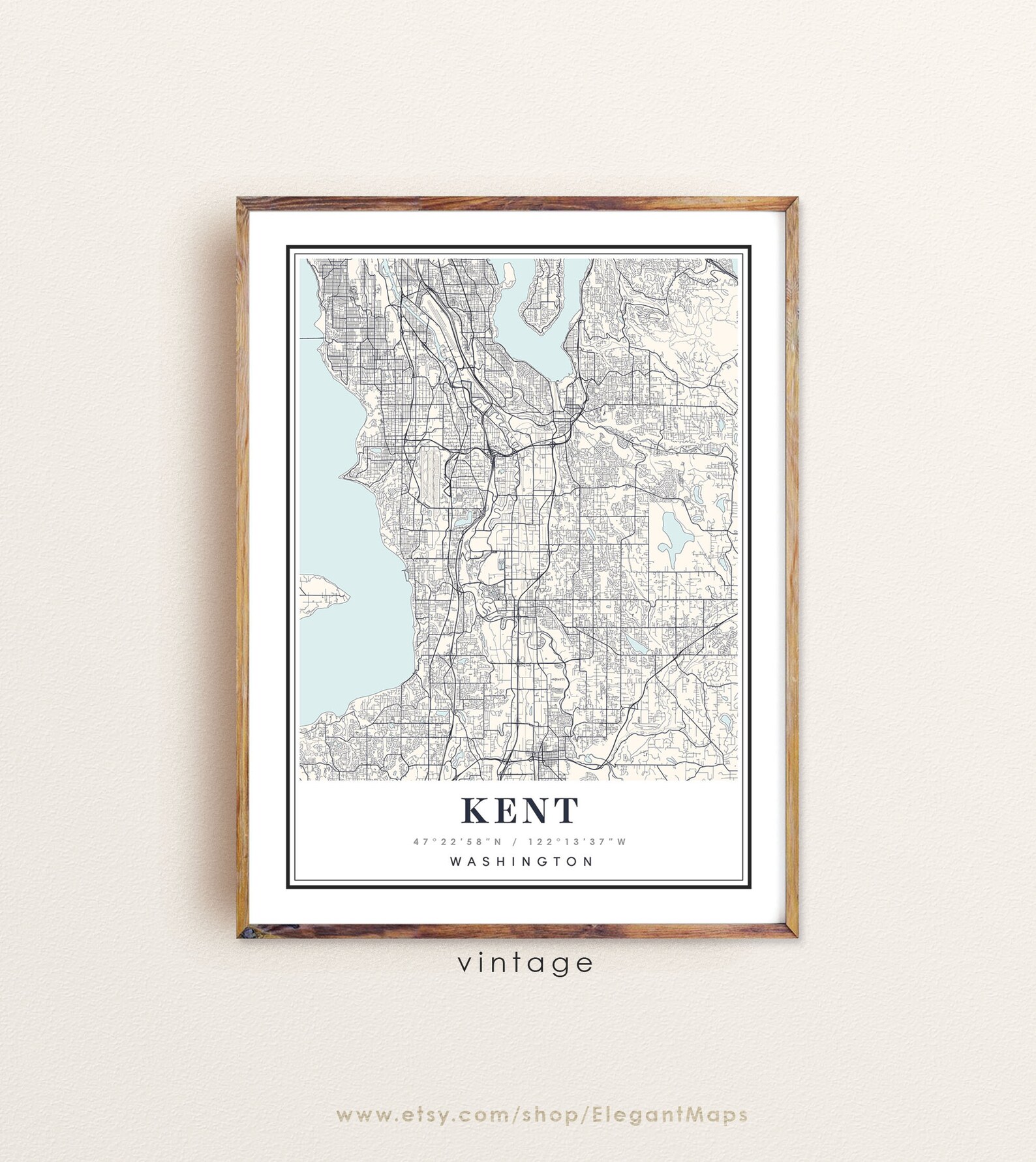 Kent Washington map Kent WA map Kent city map Kent print | Etsy