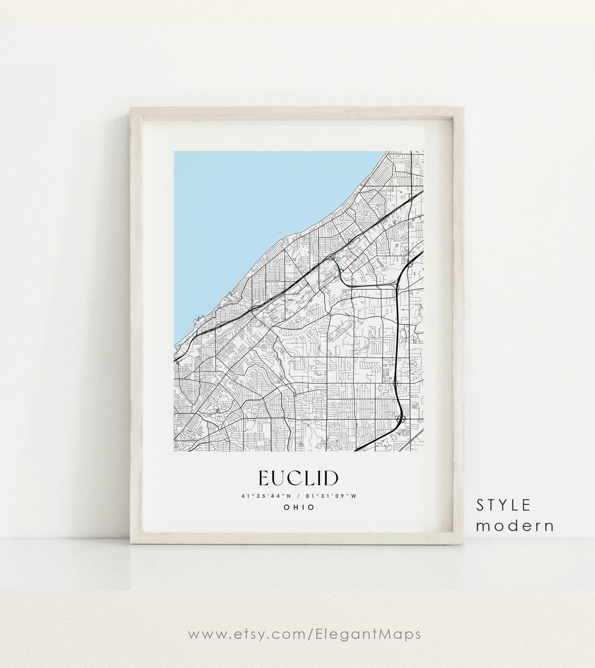 Euclid Ohio Map Euclid OH Map Euclid City Print Euclid - Etsy