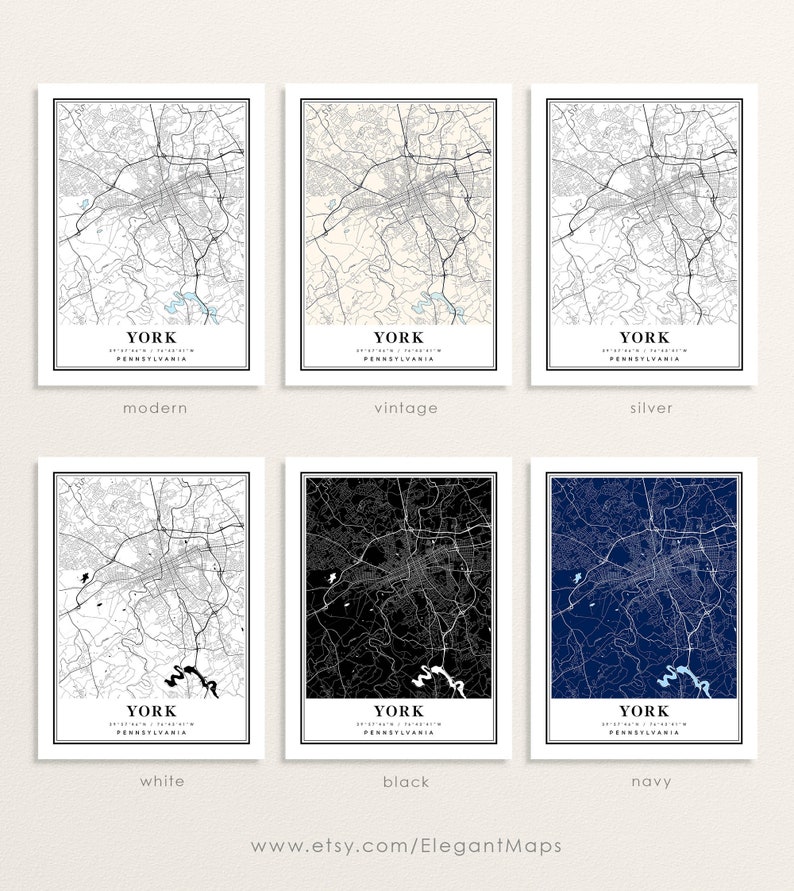 York Pennsylvania Map York PA Map York City Map York Print - Etsy