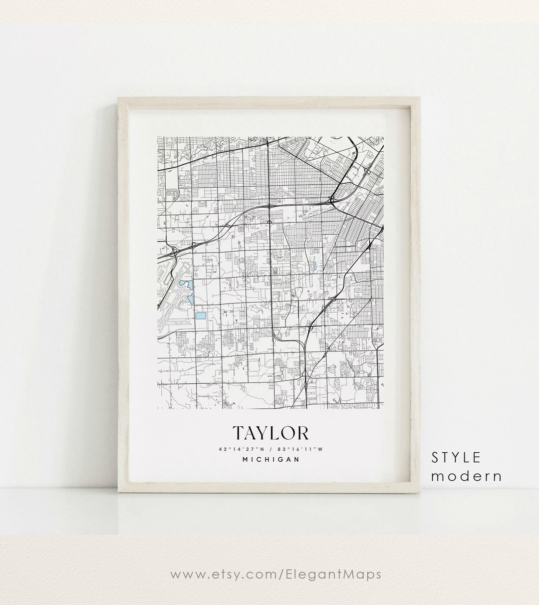 Taylor Michigan Map, Taylor MI Map, Taylor City Print, Taylor Poster ...
