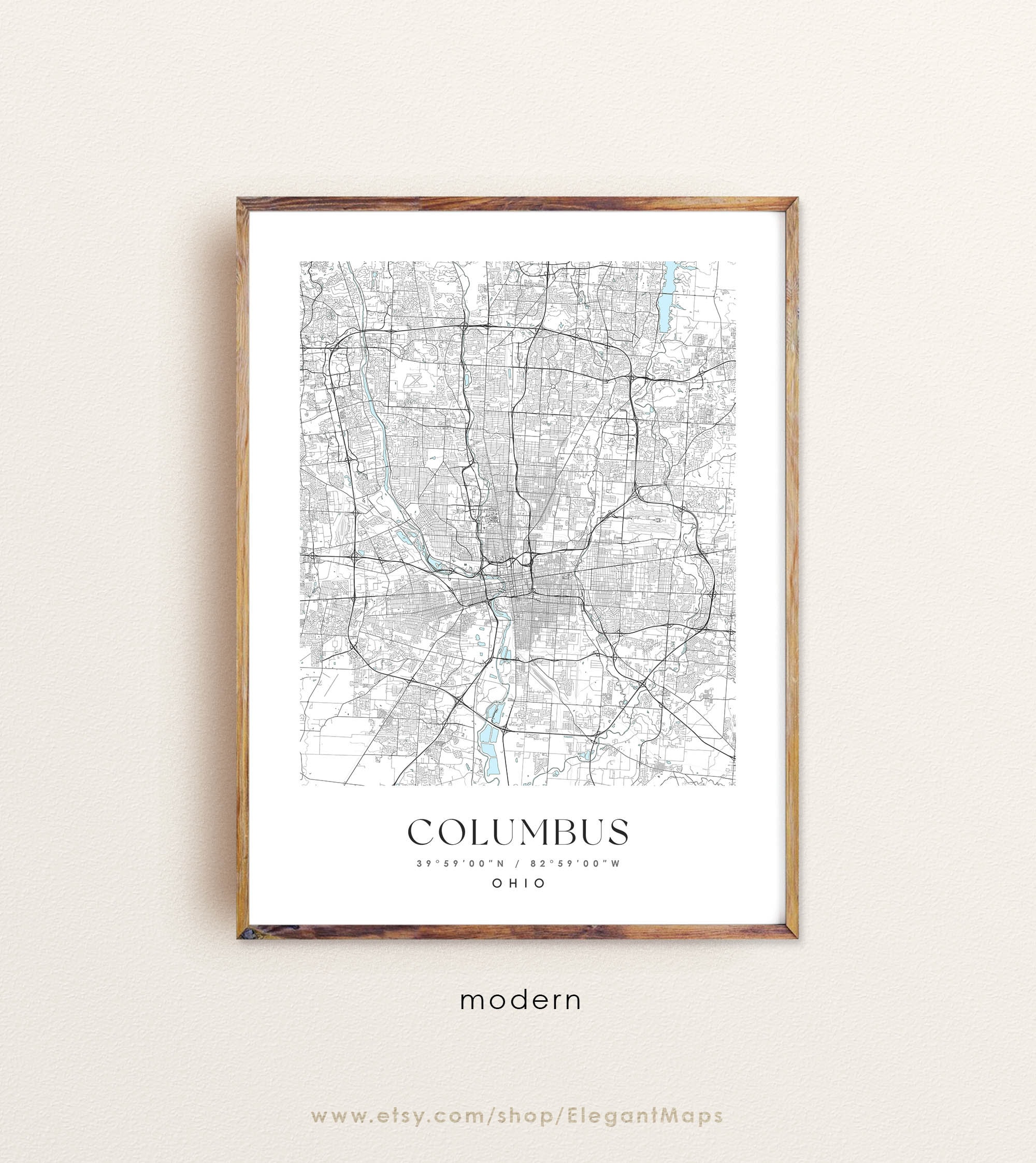 Columbus Ohio Map Columbus OH Map Columbus City Print | Etsy