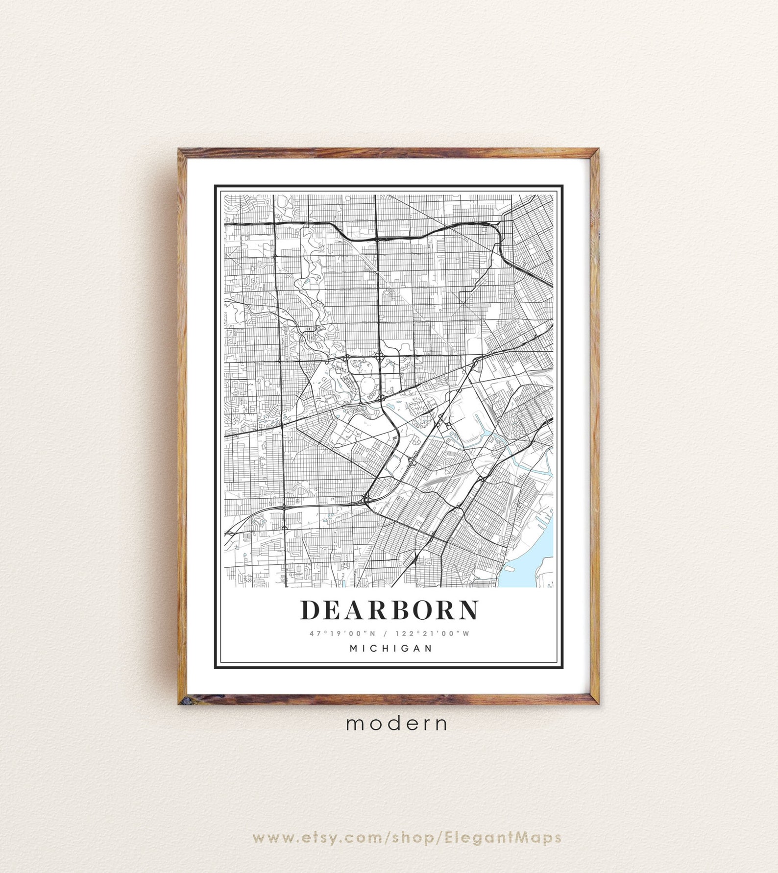 Dearborn Michigan map Dearborn MI map Dearborn city map | Etsy