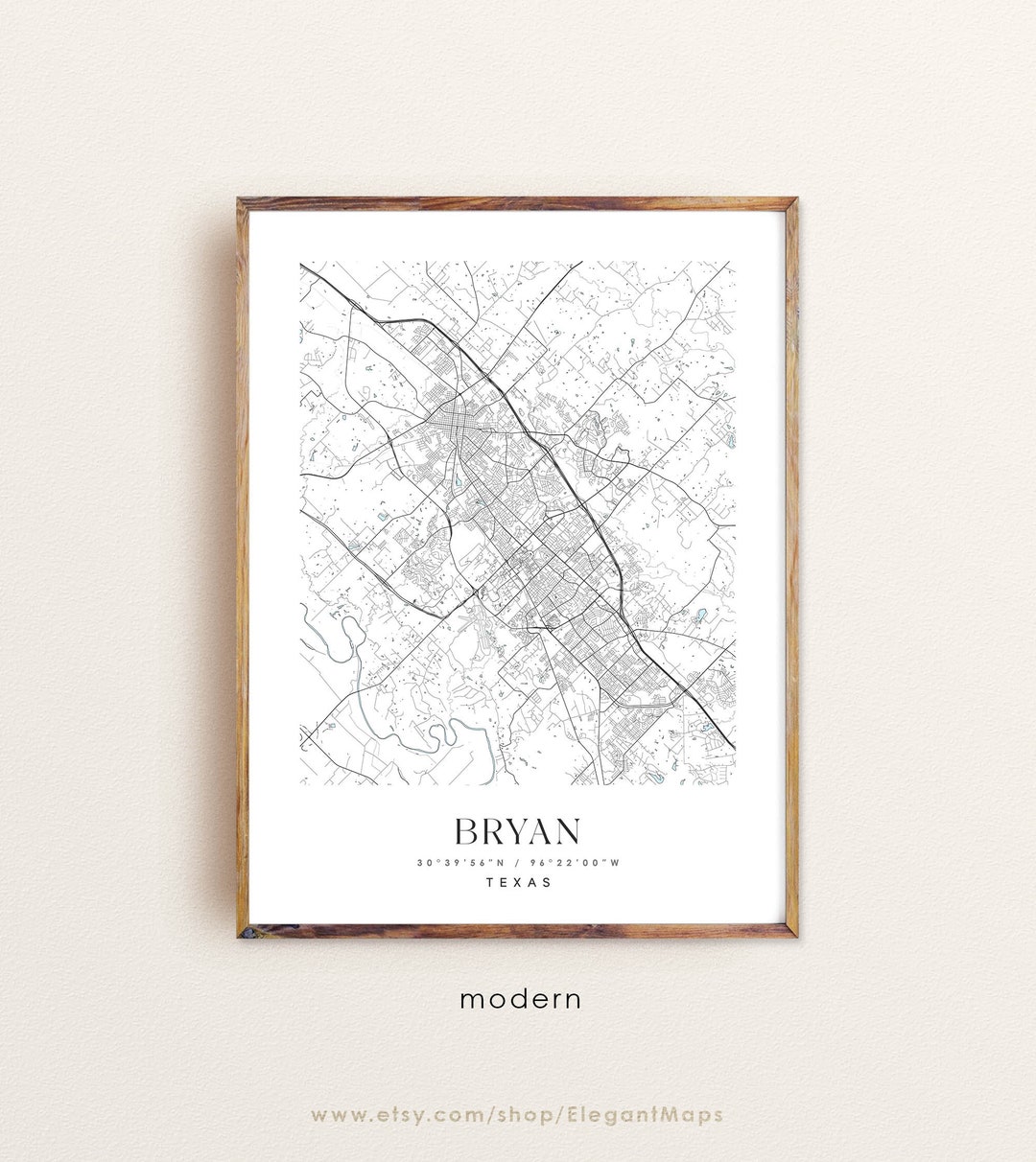 Bryan Texas Map Print: Custom City Wall Art - Etsy