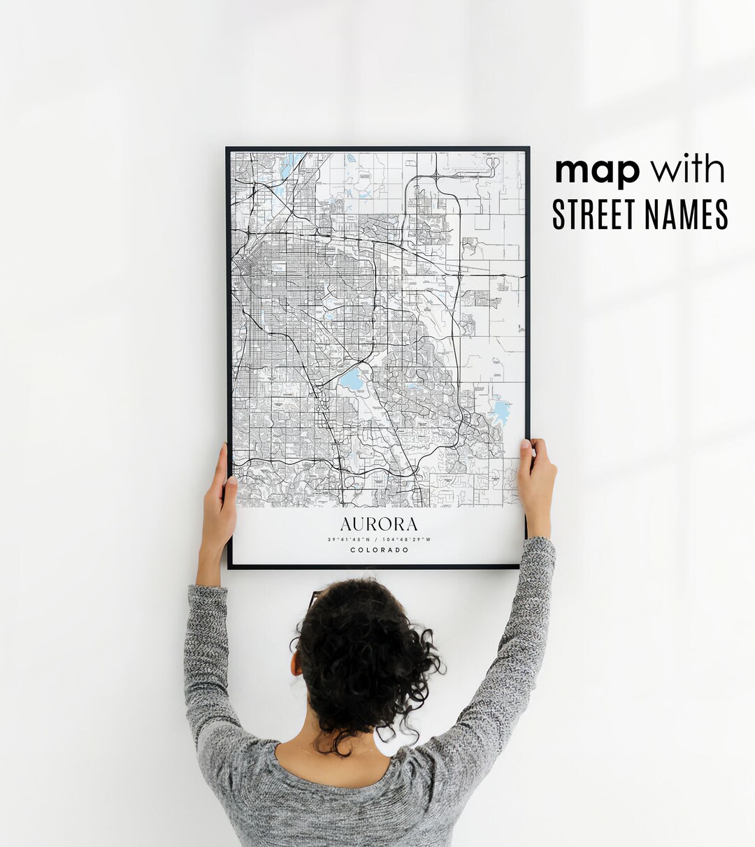 Aurora CO Map With Street Name Labels A Stylish and Detailed - Etsy