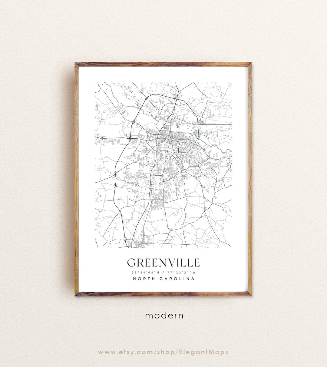 Greenville North Carolina Map, Greenville NC Map, Greenville City Print ...