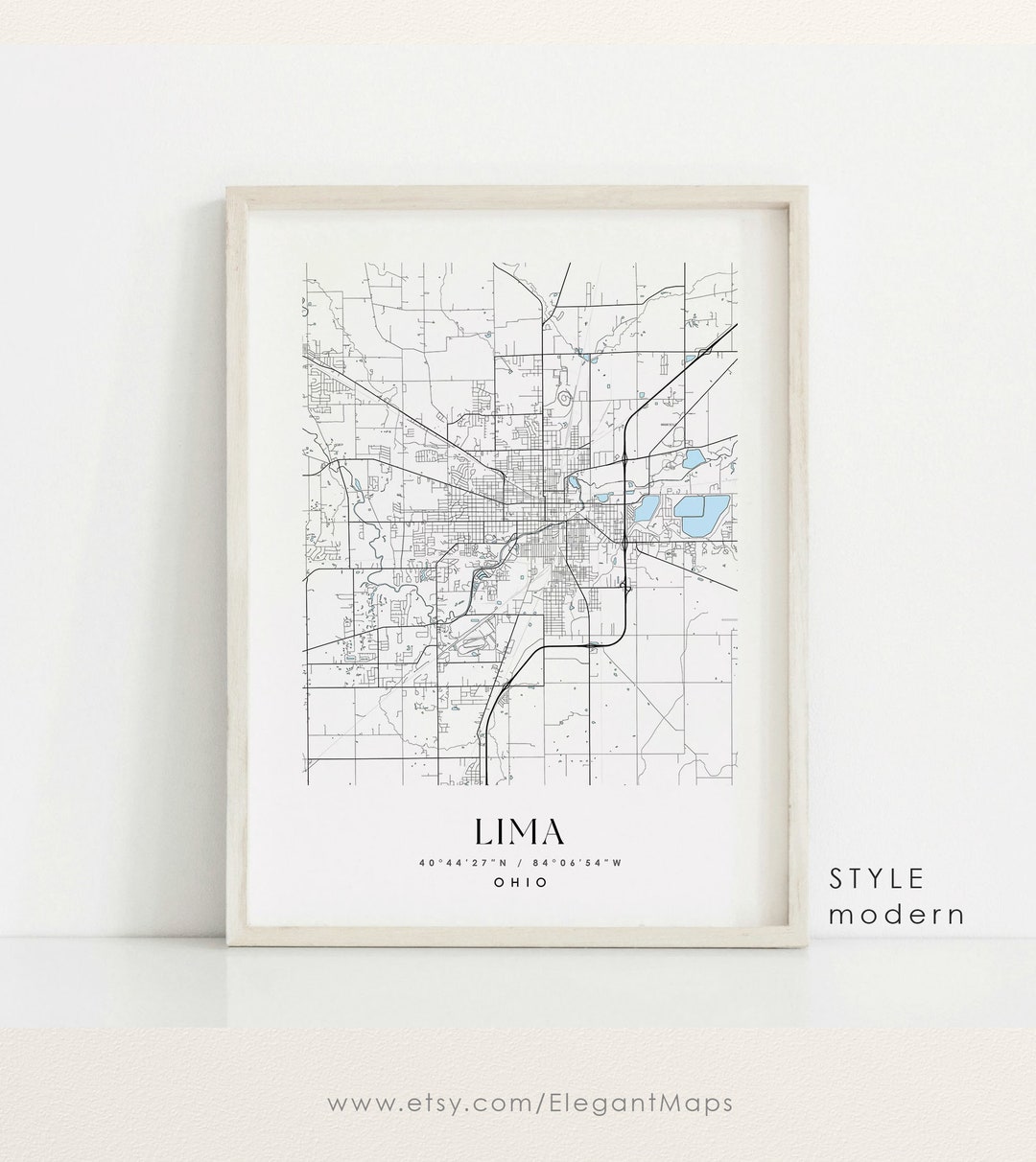 Lima Ohio Map Lima OH Map Lima City Print Lima Poster Lima - Etsy