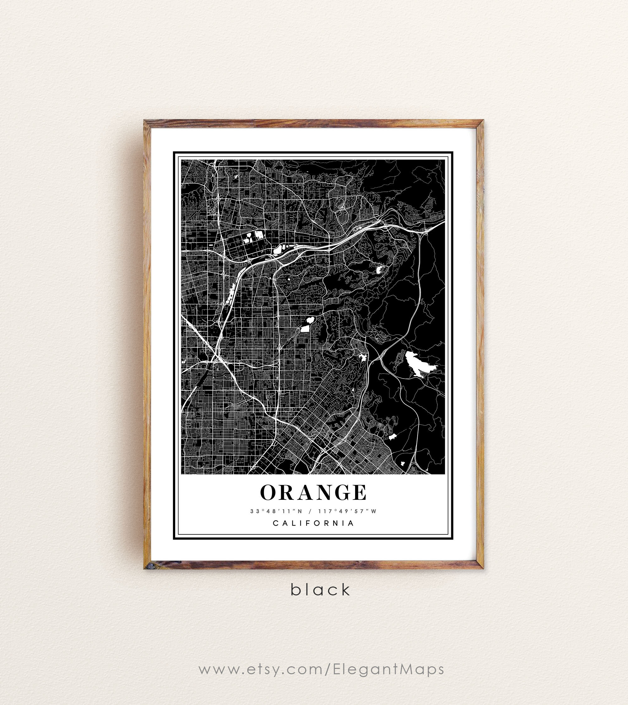 Orange California Map Orange CA Map Orange City Map Orange - Etsy