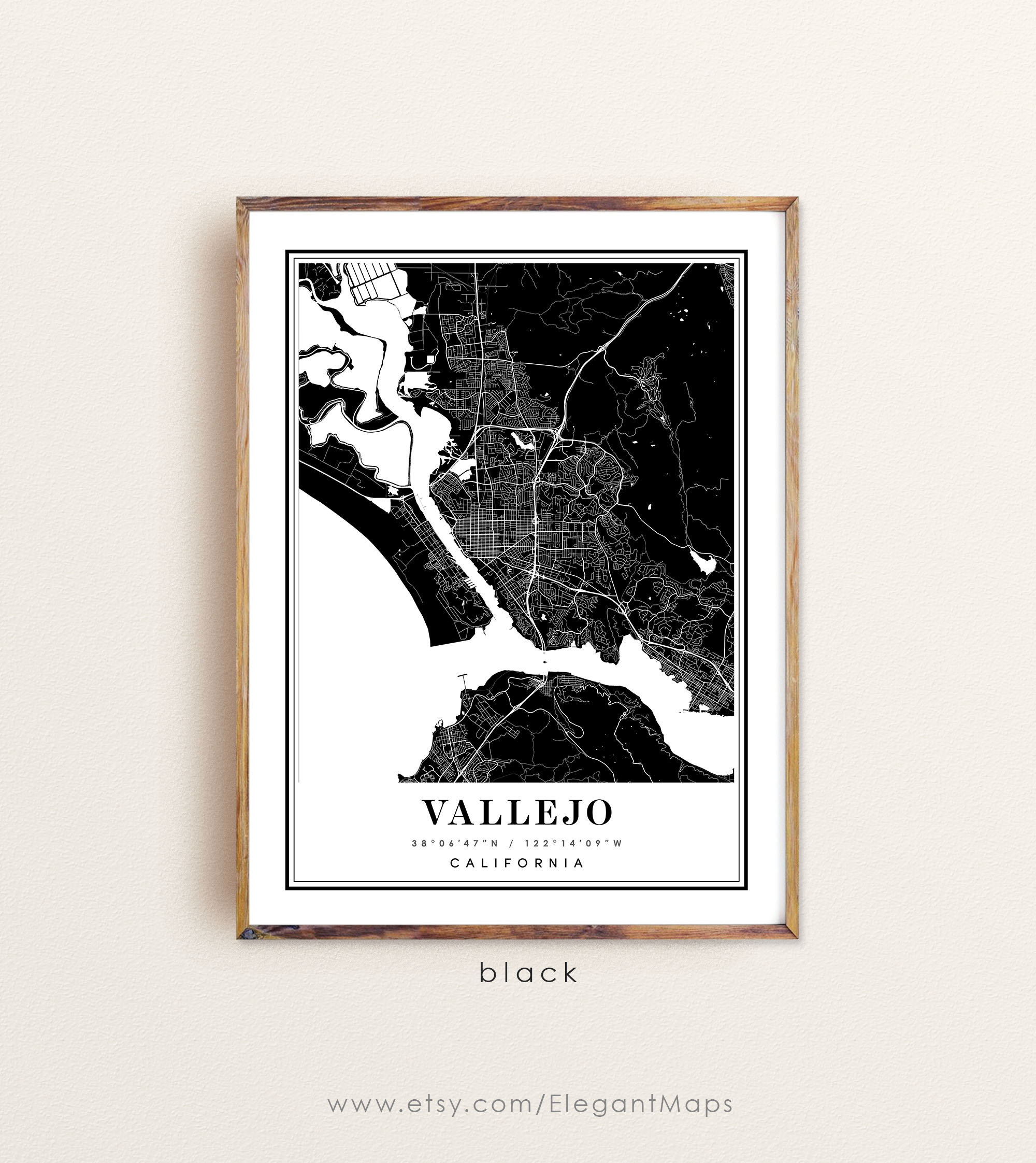 Vallejo California Map Vallejo CA Map Vallejo City Map | Etsy