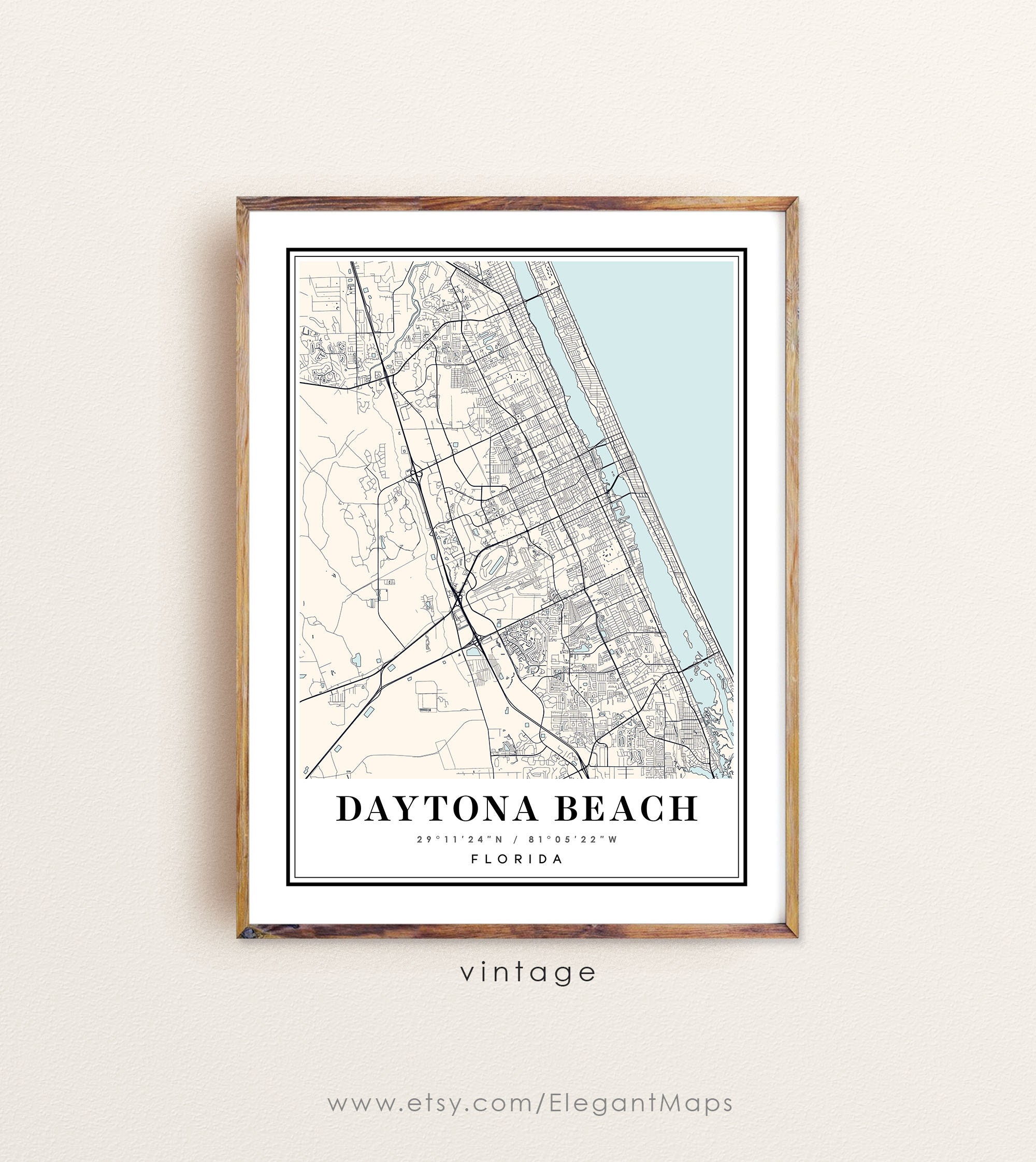 Daytona Beach Florida Map Daytona Beach FL Map Daytona Beach - Etsy
