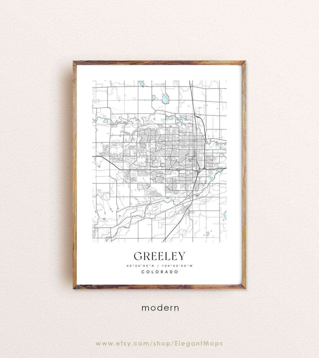 Greeley Colorado Map Greeley CO Map Greeley City Print - Etsy
