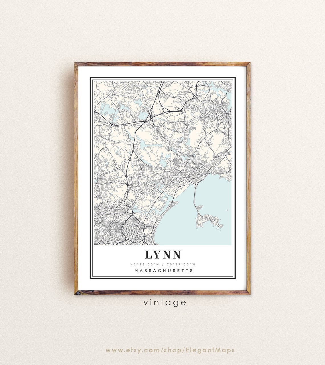Lynn Massachusetts map Lynn MA map Lynn city map Lynn | Etsy