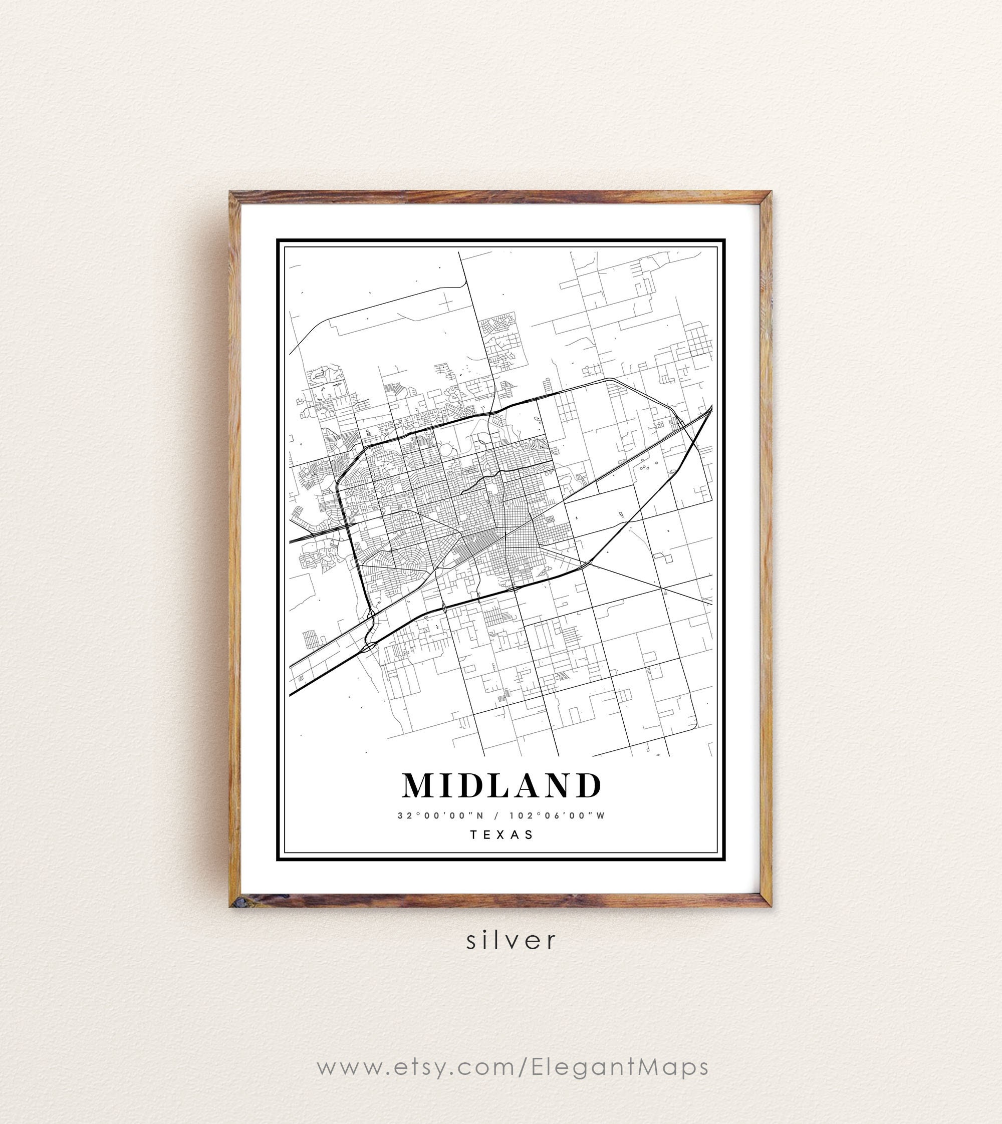 Midland Texas Map Midland TX Map Midland City Map Midland - Etsy