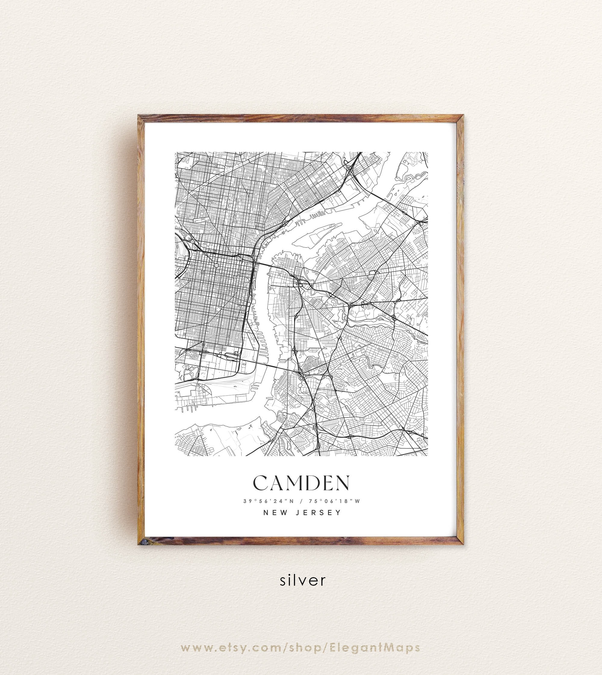 Camden New Jersey Map Camden NJ Map Camden City Print - Etsy