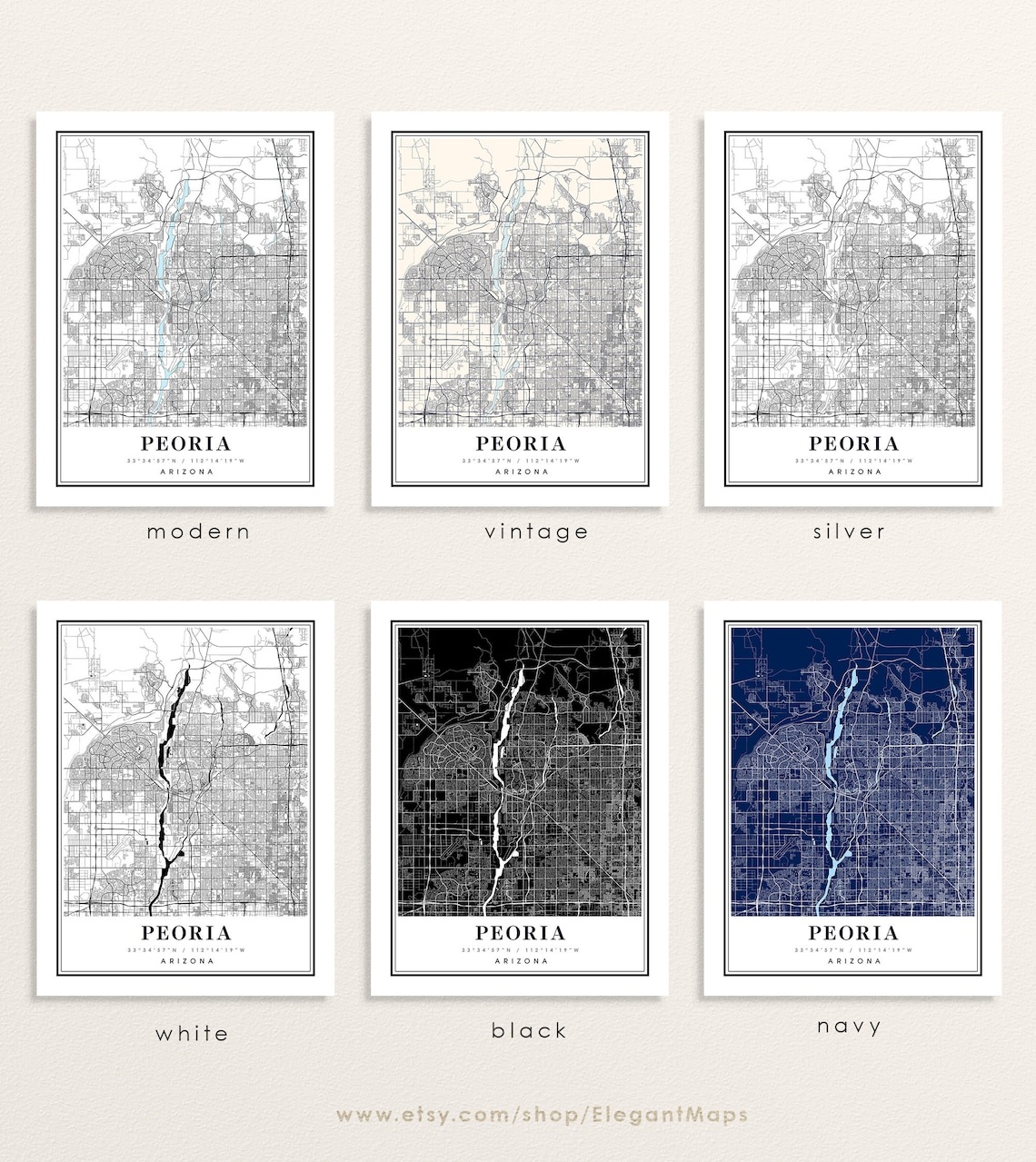 Peoria Arizona map Peoria AZ map Peoria city map Peoria | Etsy